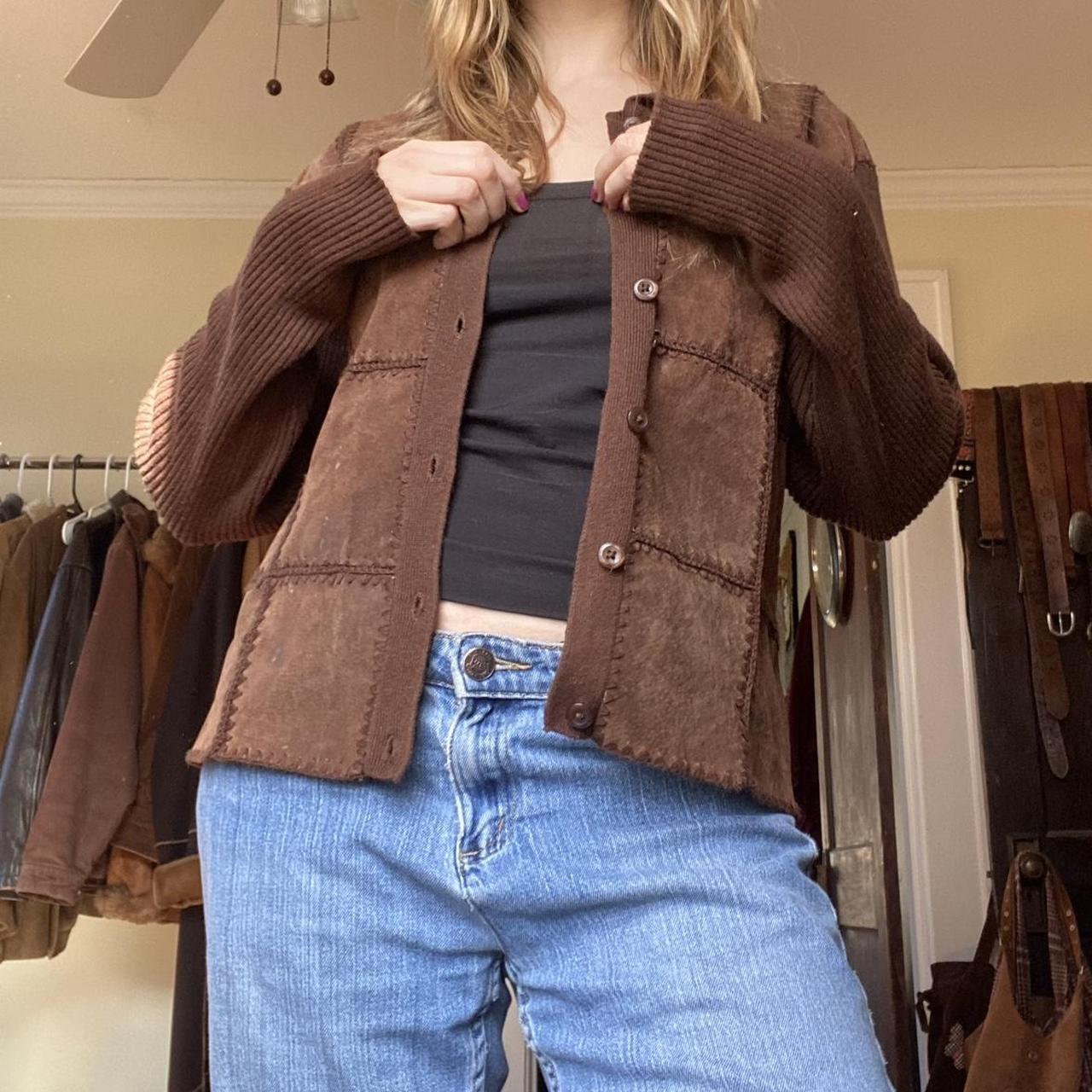 Suede patchwork jacket A nice button up jacket... - Depop