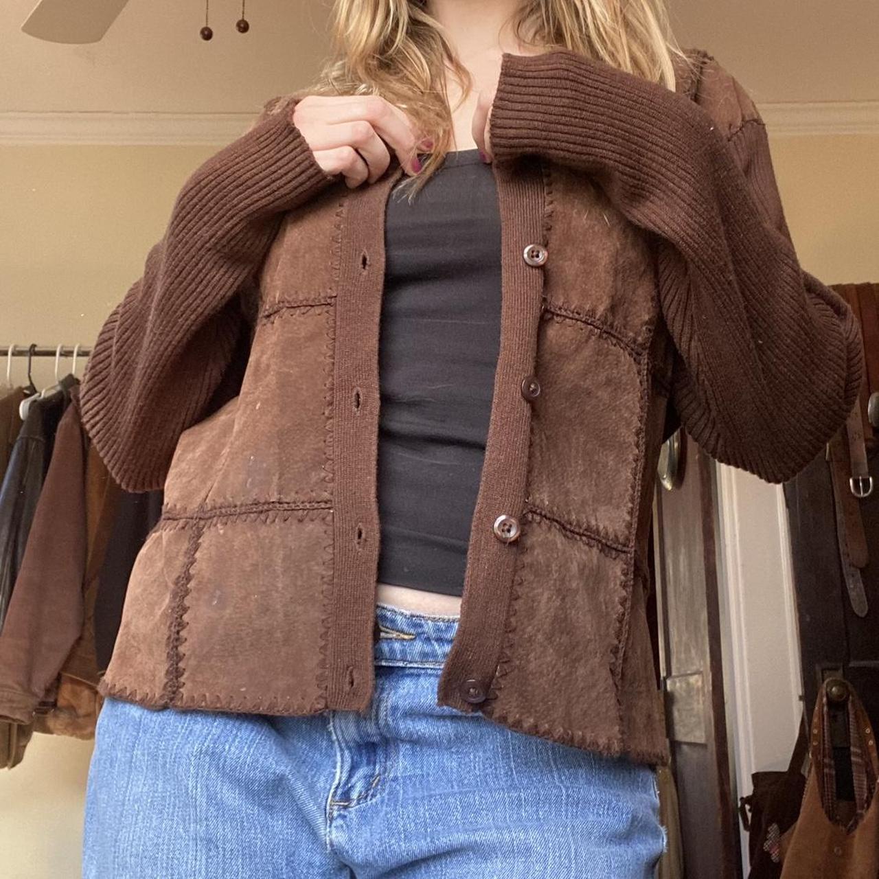 Suede patchwork jacket A nice button up jacket... - Depop