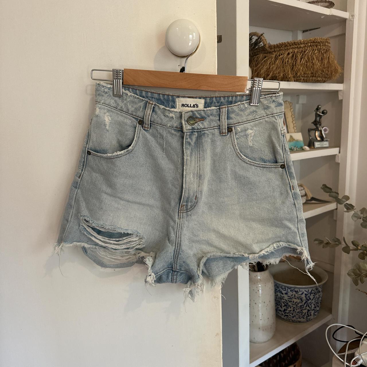 Rollas High Rise Slim Duster Shorts Size 8 - Depop