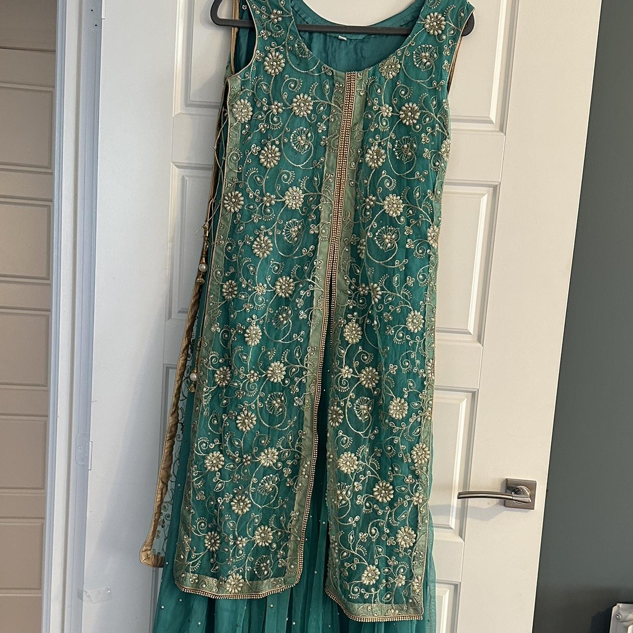 Maxi gold and blue Asian, Pakistani, Indian... - Depop