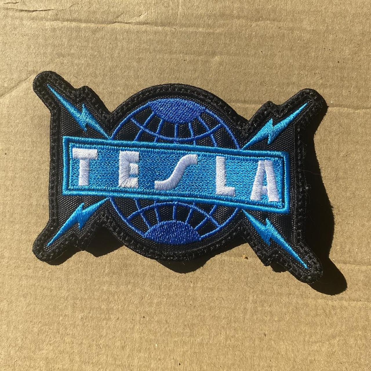 Tesla cutout logo embroidered patch, unused, brand... - Depop