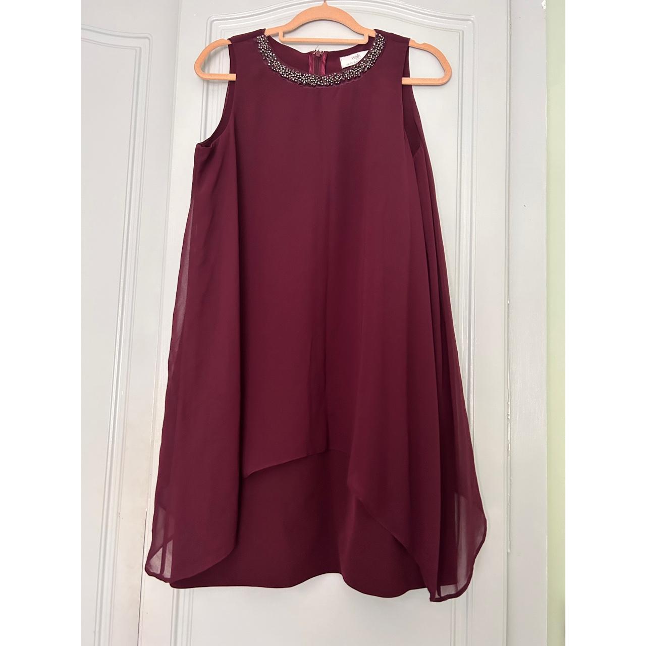 Wallis Women's Burgundy and Red Dress | Depop