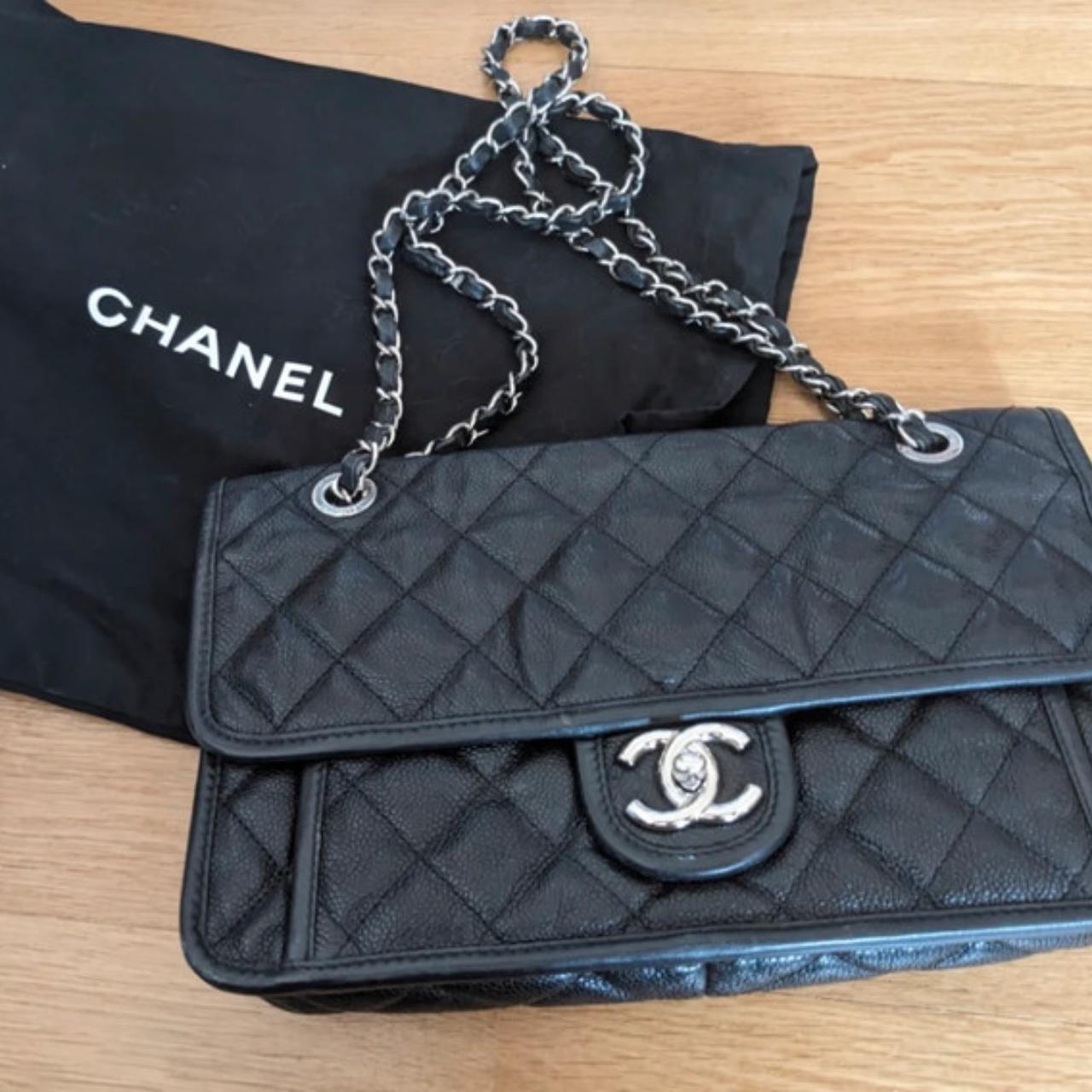 Chanel French Riviera black quilted caviar flap... - Depop