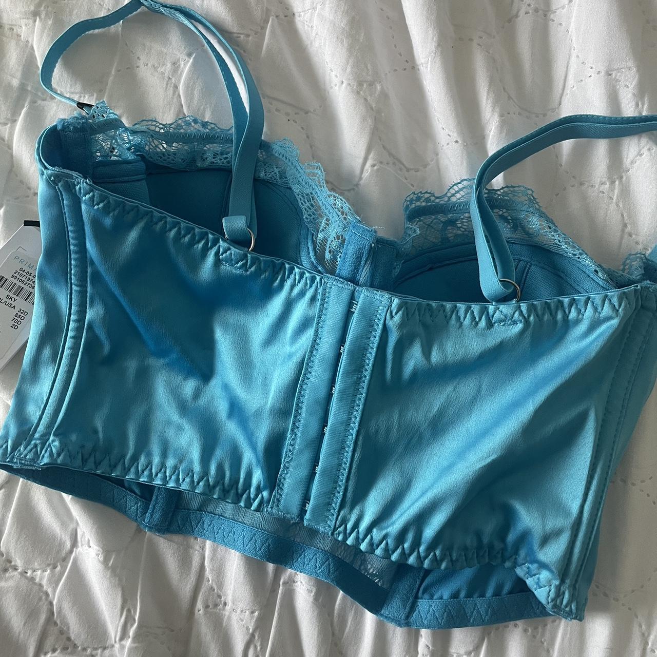 turquoise satin and lace corset top could be worn as... - Depop