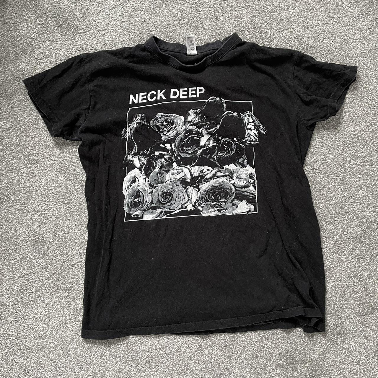 Neck Deep Band Merch Black + White Flower... - Depop