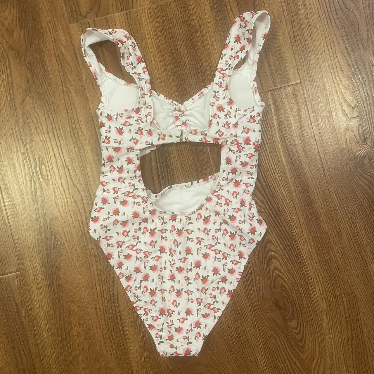Beautiful Floral One Piece Bathing Suit Too Small Depop