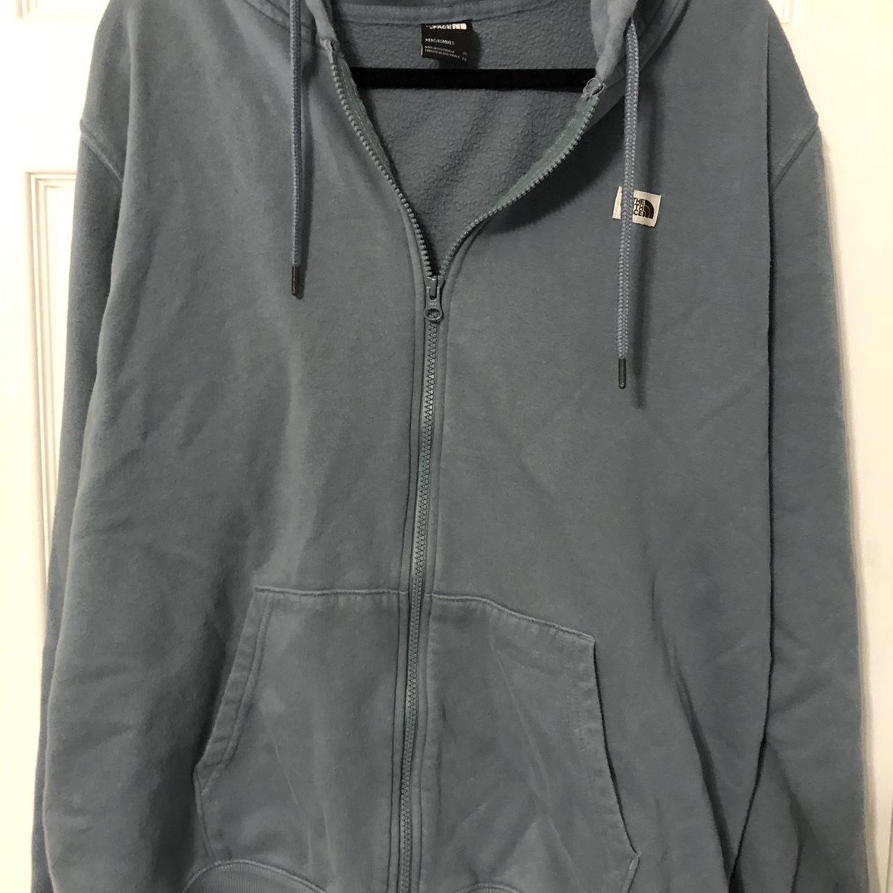 Ice blue the north face zip up jacket. Size xl. - Depop