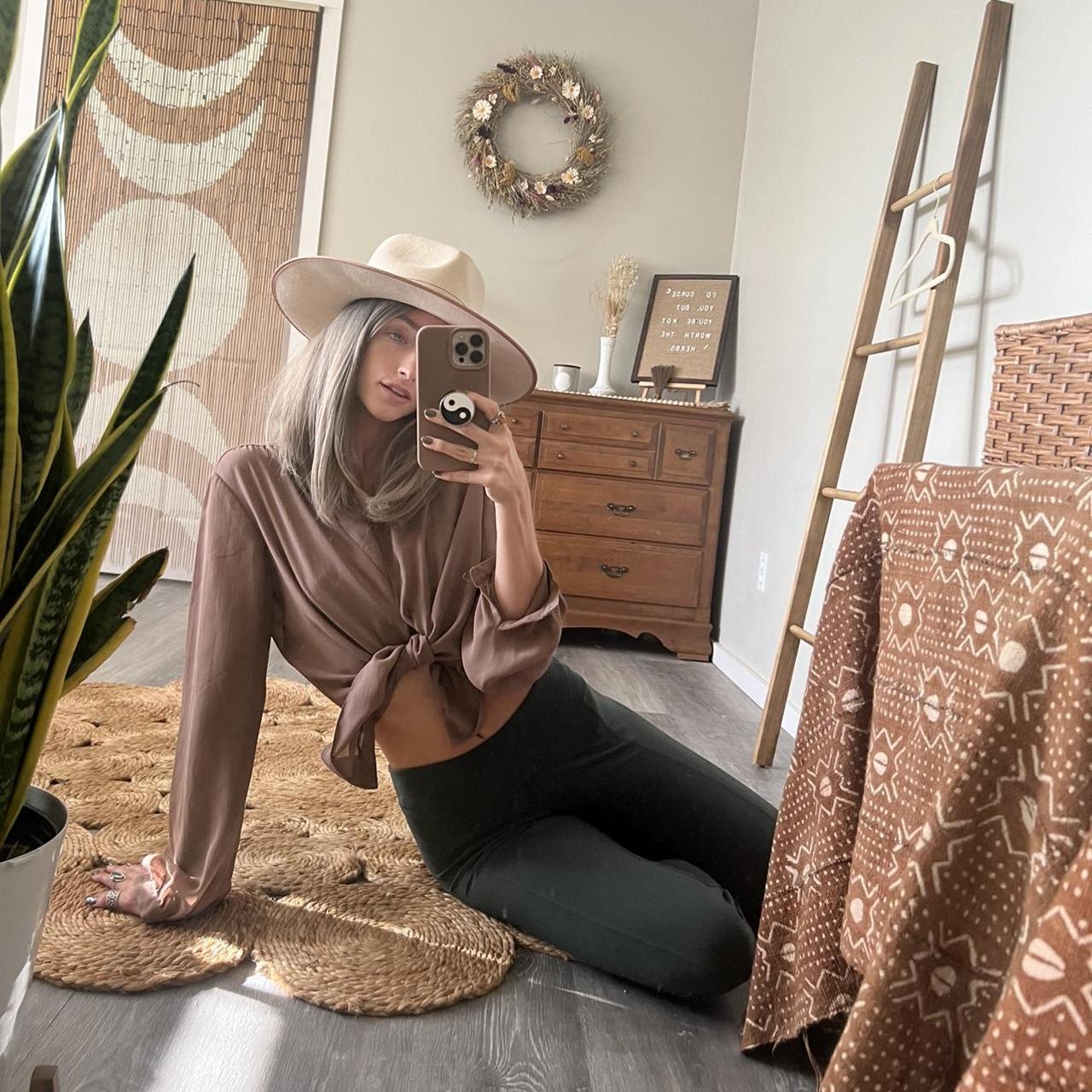 Earthy brown blouse Beautiful sheer blouse. So... - Depop