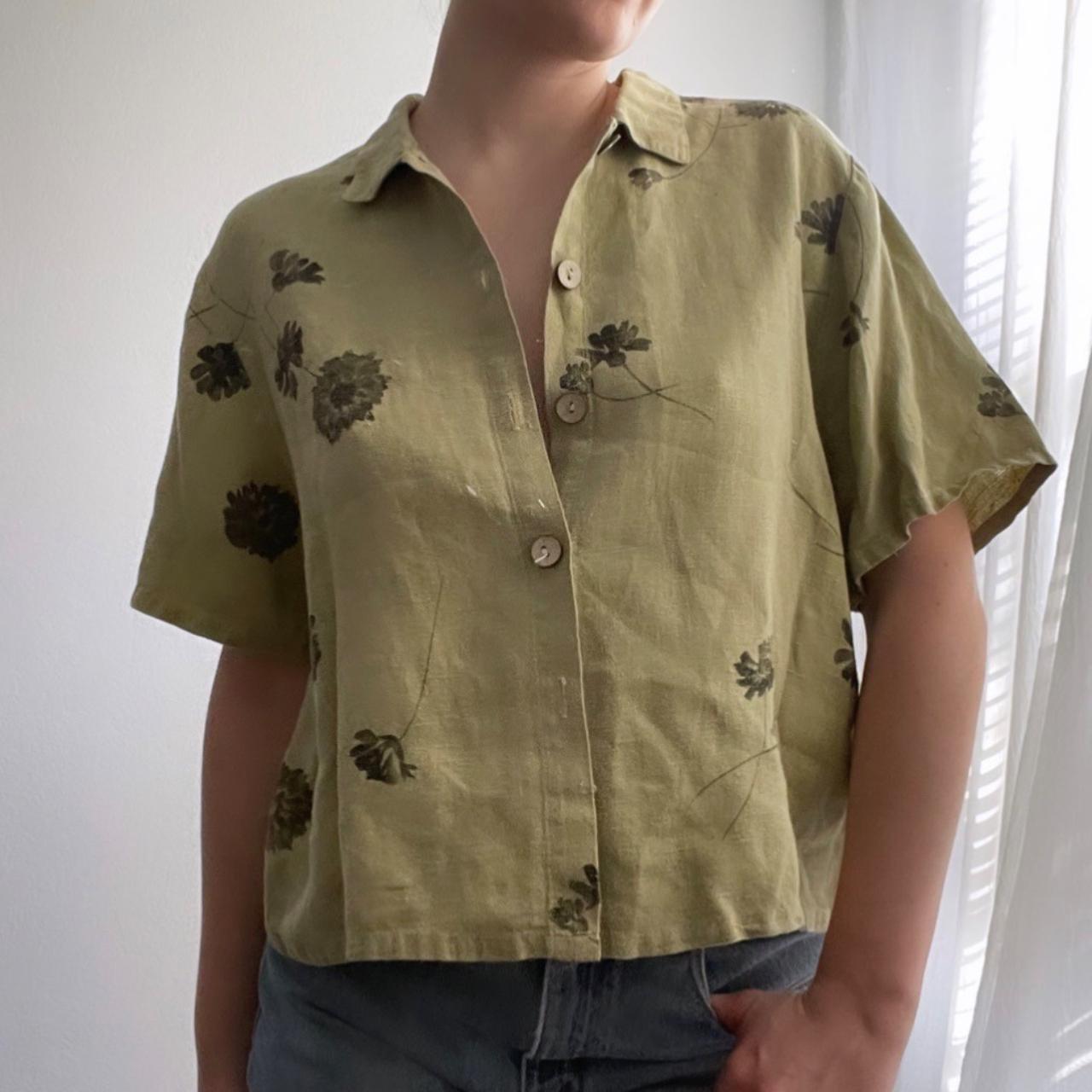 Uniform John Paul Richard Sage Floral Cropped... | Depop