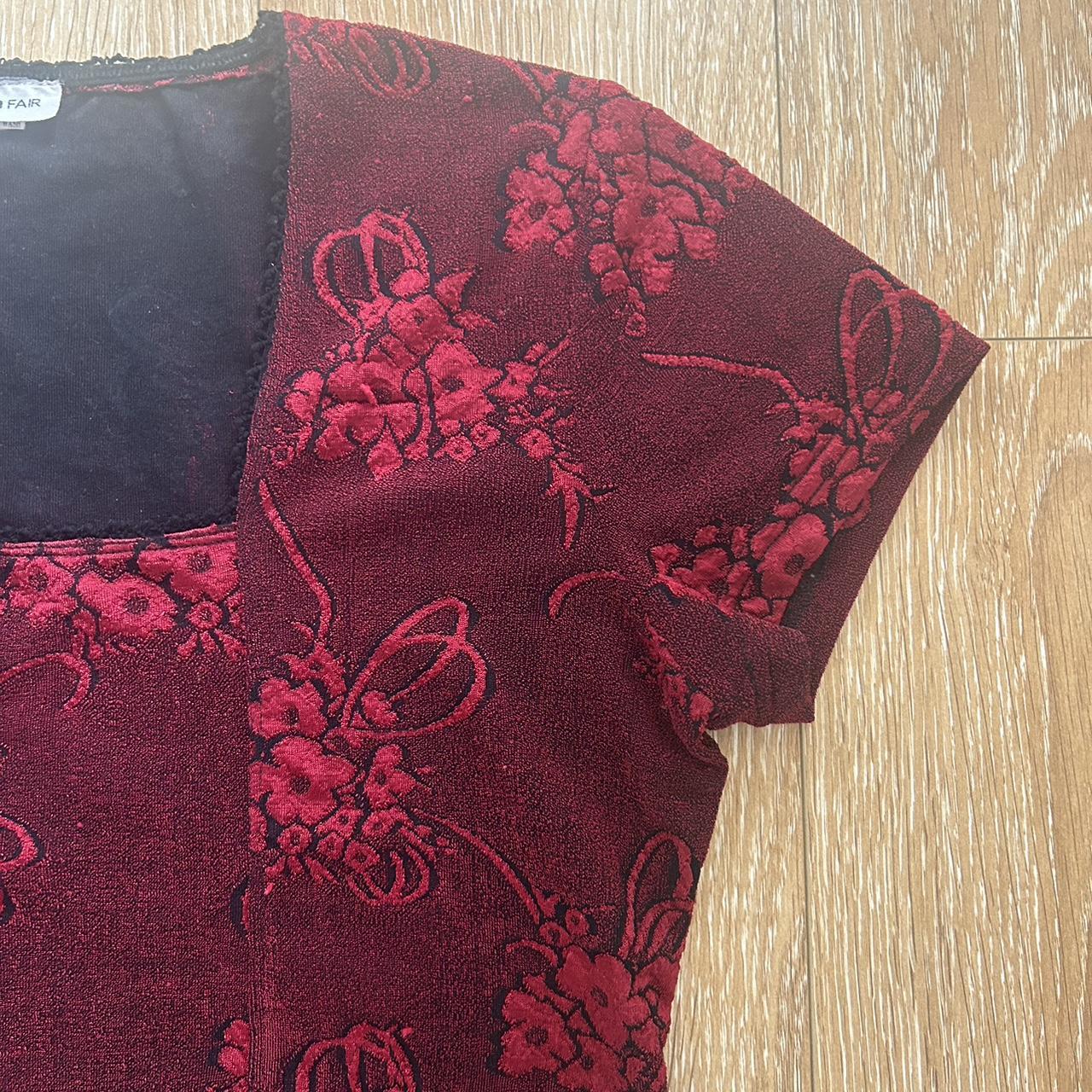 Vintage red flower top ️ Thick nice material... - Depop