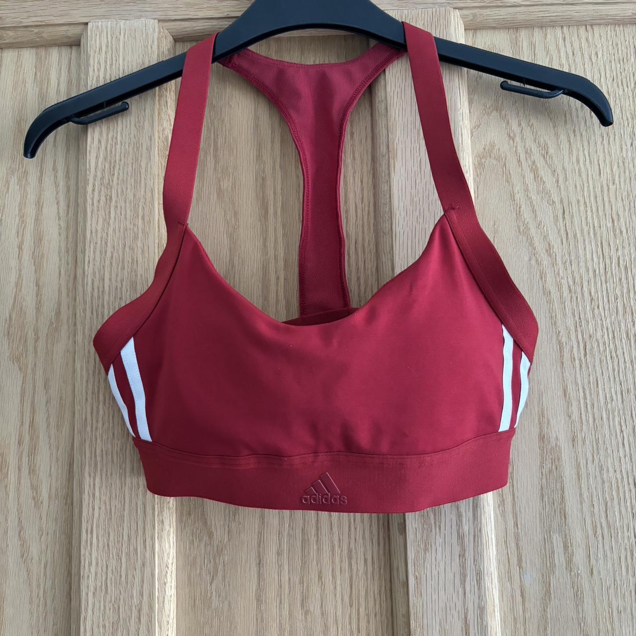 Adidas Red Sports Bra Removable padding Super... - Depop