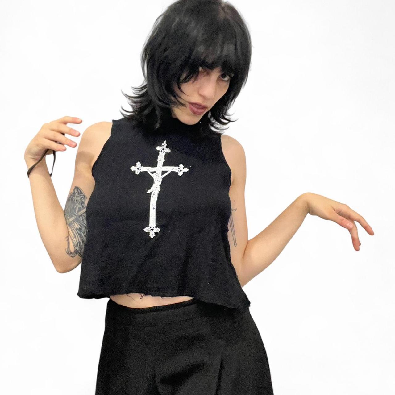 Black CRUCIFIX CROSS Jesus Christ Catholic goth... | Depop