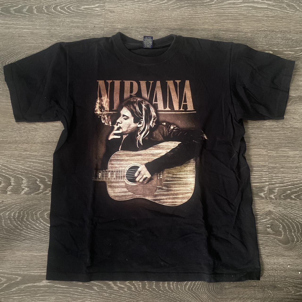 Nirvana shirt xl on the tag but it fits like a... - Depop