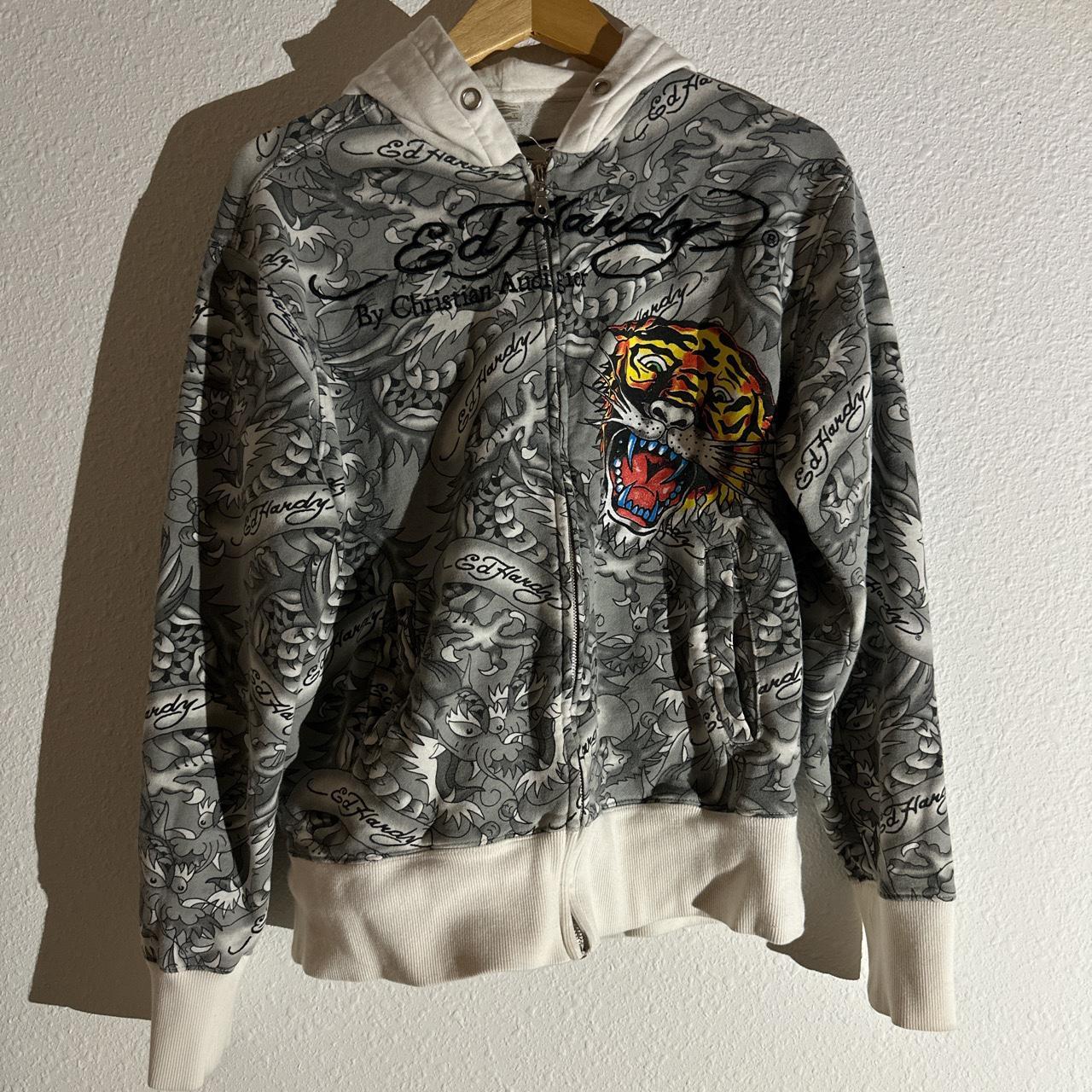 Vintage rare ed hardy hoodie one of a kind ed... - Depop