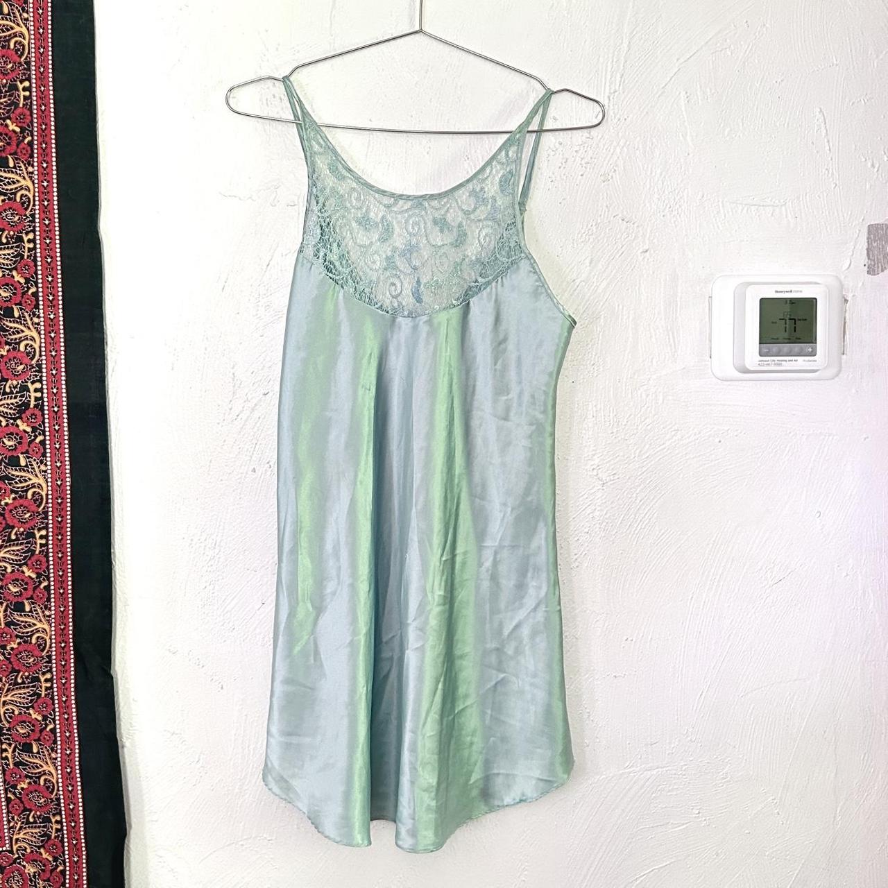 Light turquoise lace chest slip dress ~fast... | Depop