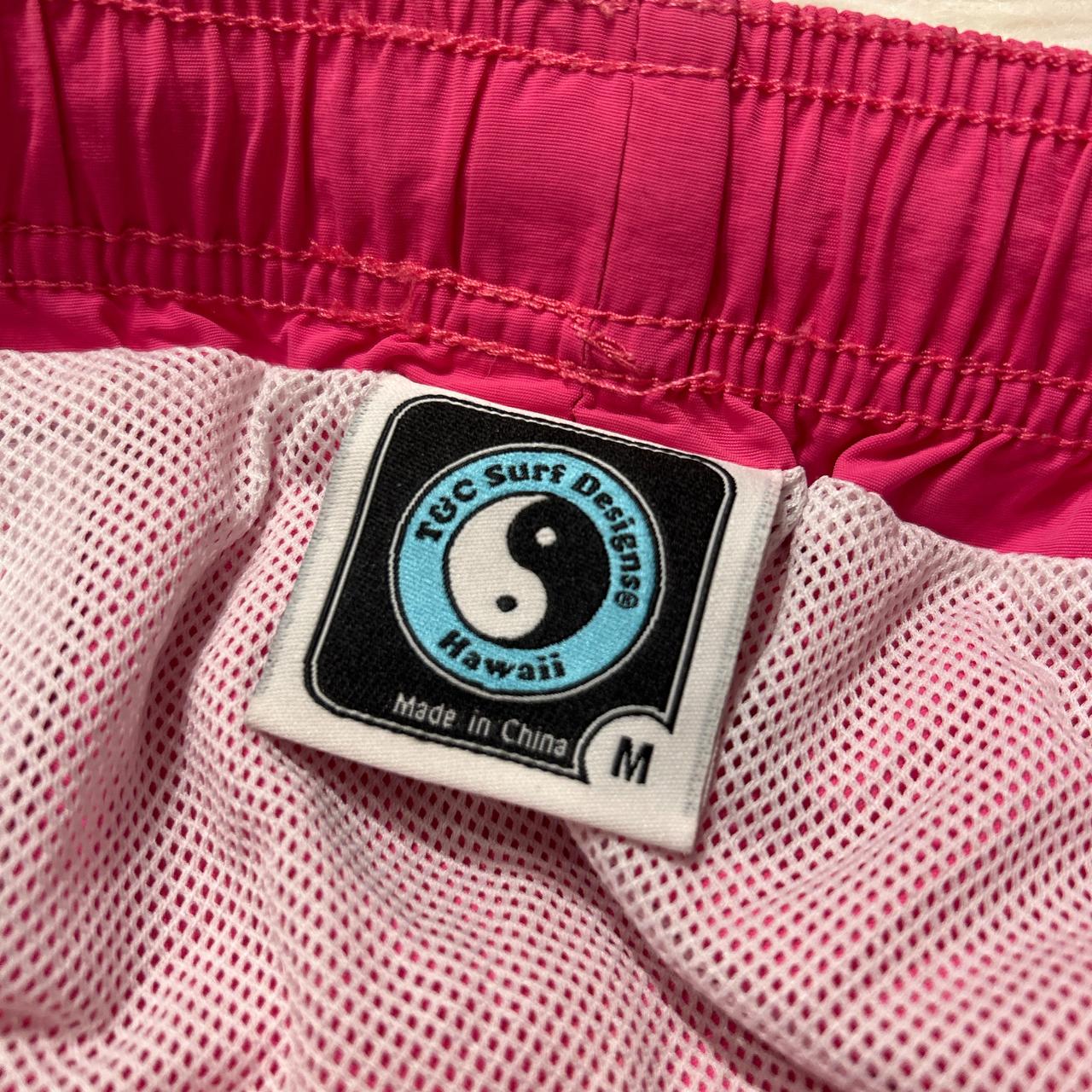 Pink and black checkered swim surf shorts with mesh... | Depop