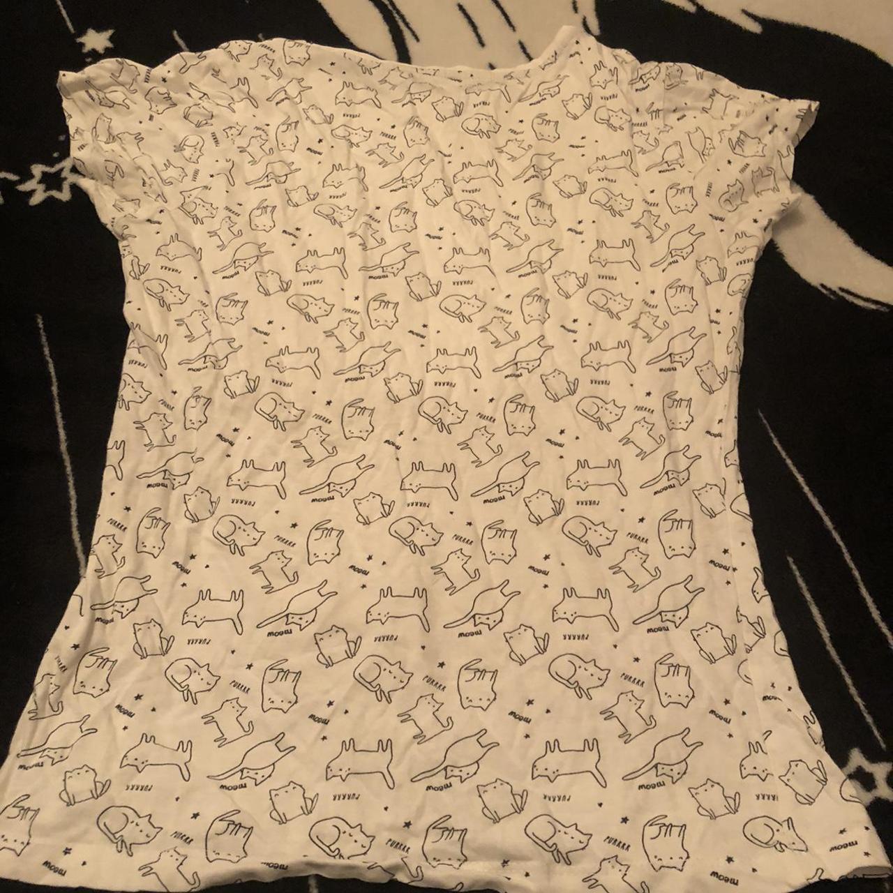 Primark cute white cotton cat print t-shirt. Size... - Depop