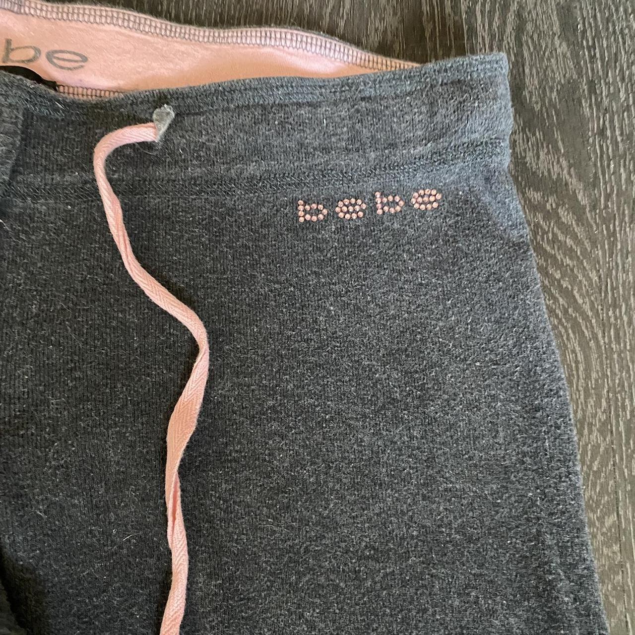 Bebe Women's Grey and Pink Joggers-tracksuits | Depop