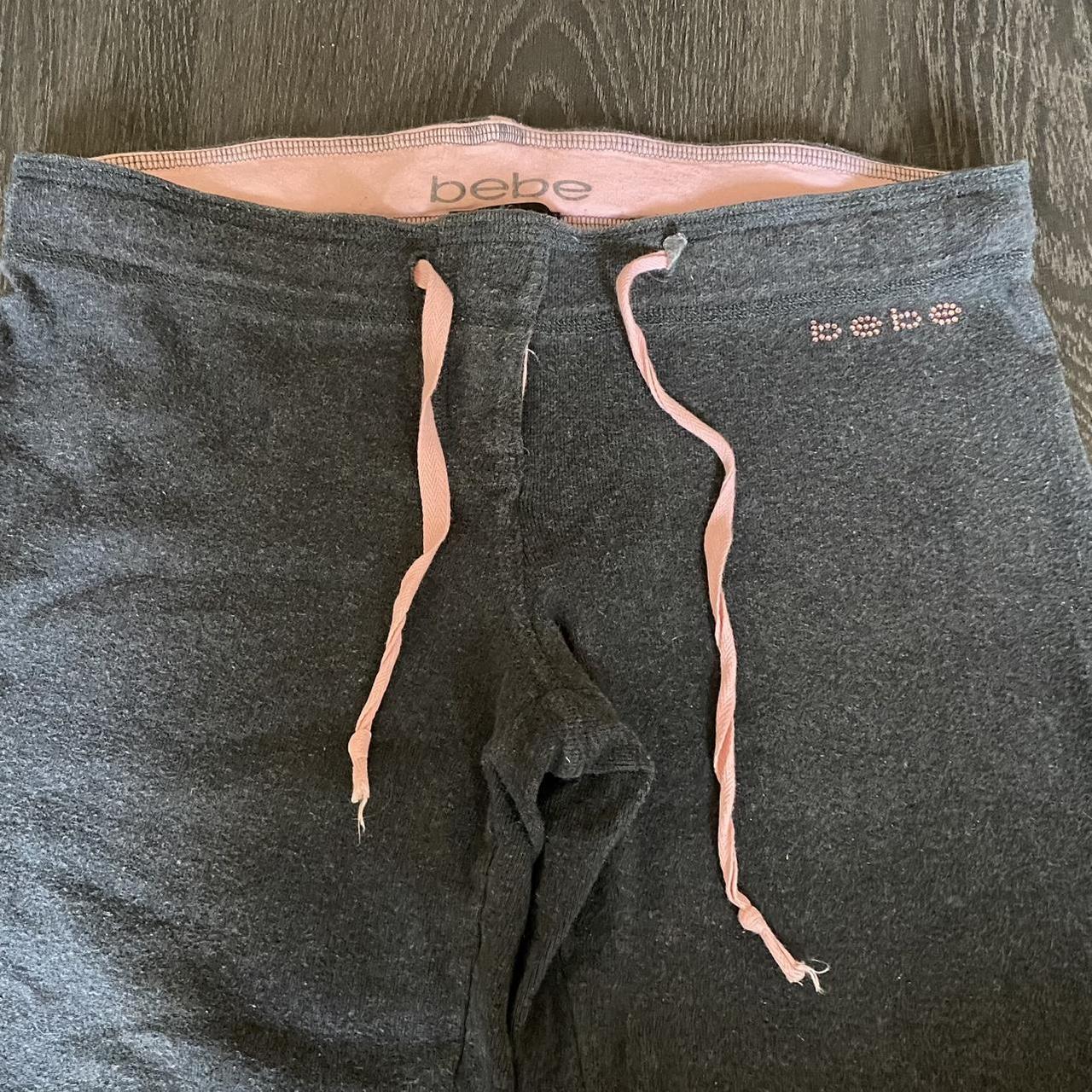 Bebe Women's Grey and Pink Joggers-tracksuits | Depop