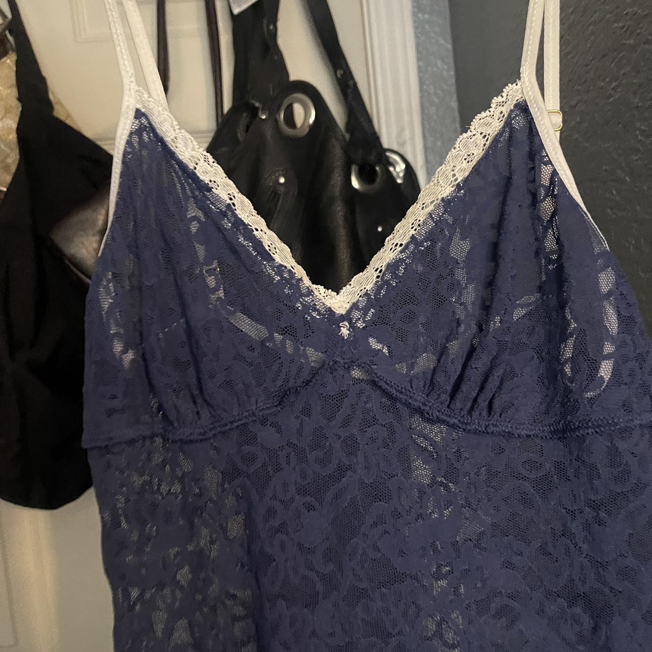 Blue Lace Cami With White Trace Lace Victoria Depop