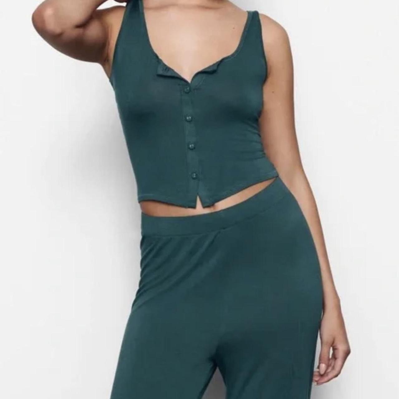 Skims Women's Blue and Green Vest | Depop