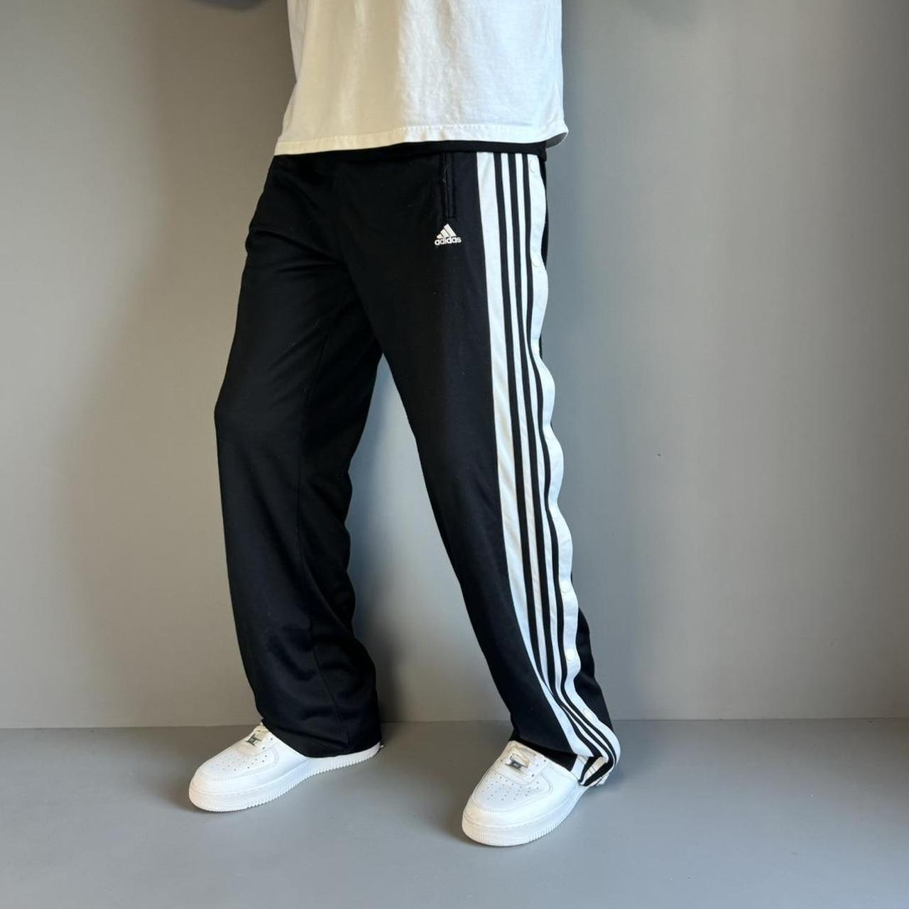 Vintage Adidas Popper Tracksuit bottoms Size... - Depop
