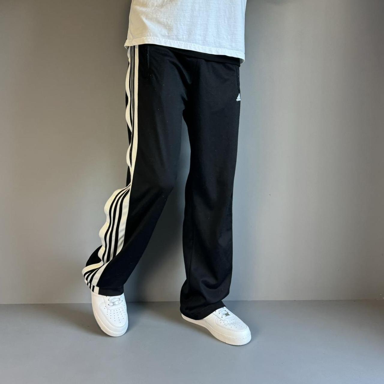 Vintage Adidas Popper Tracksuit bottoms Size... - Depop
