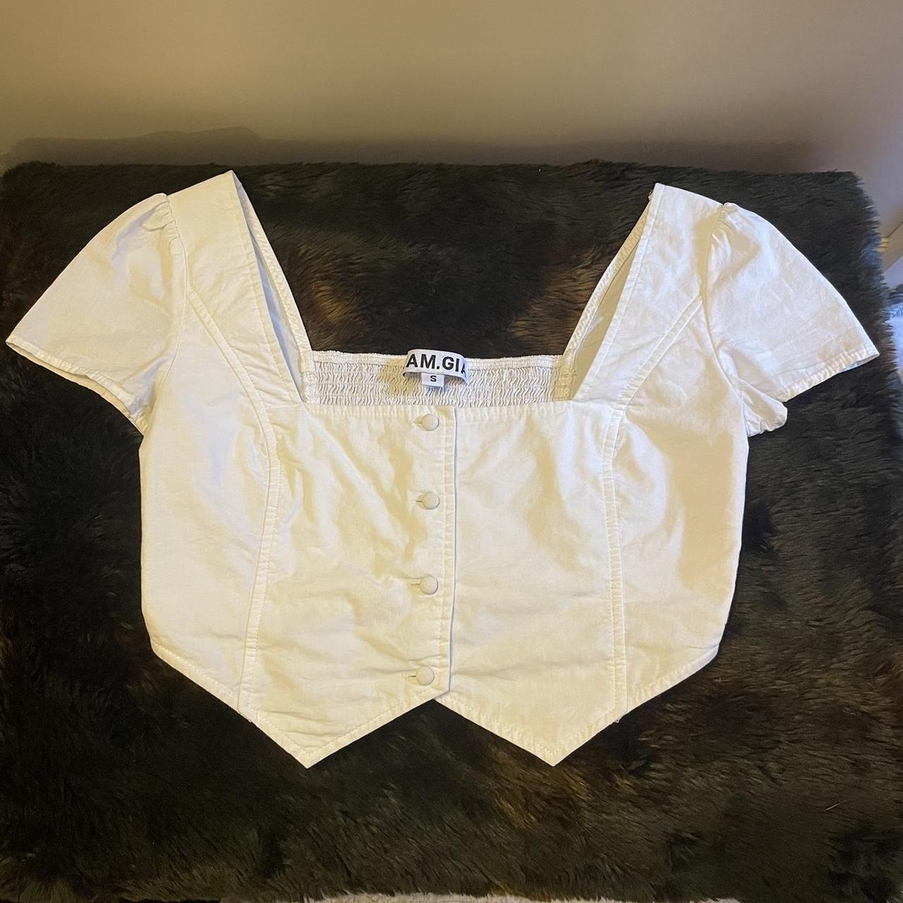 i.am.gia aanka square neck top in white size small.... - Depop