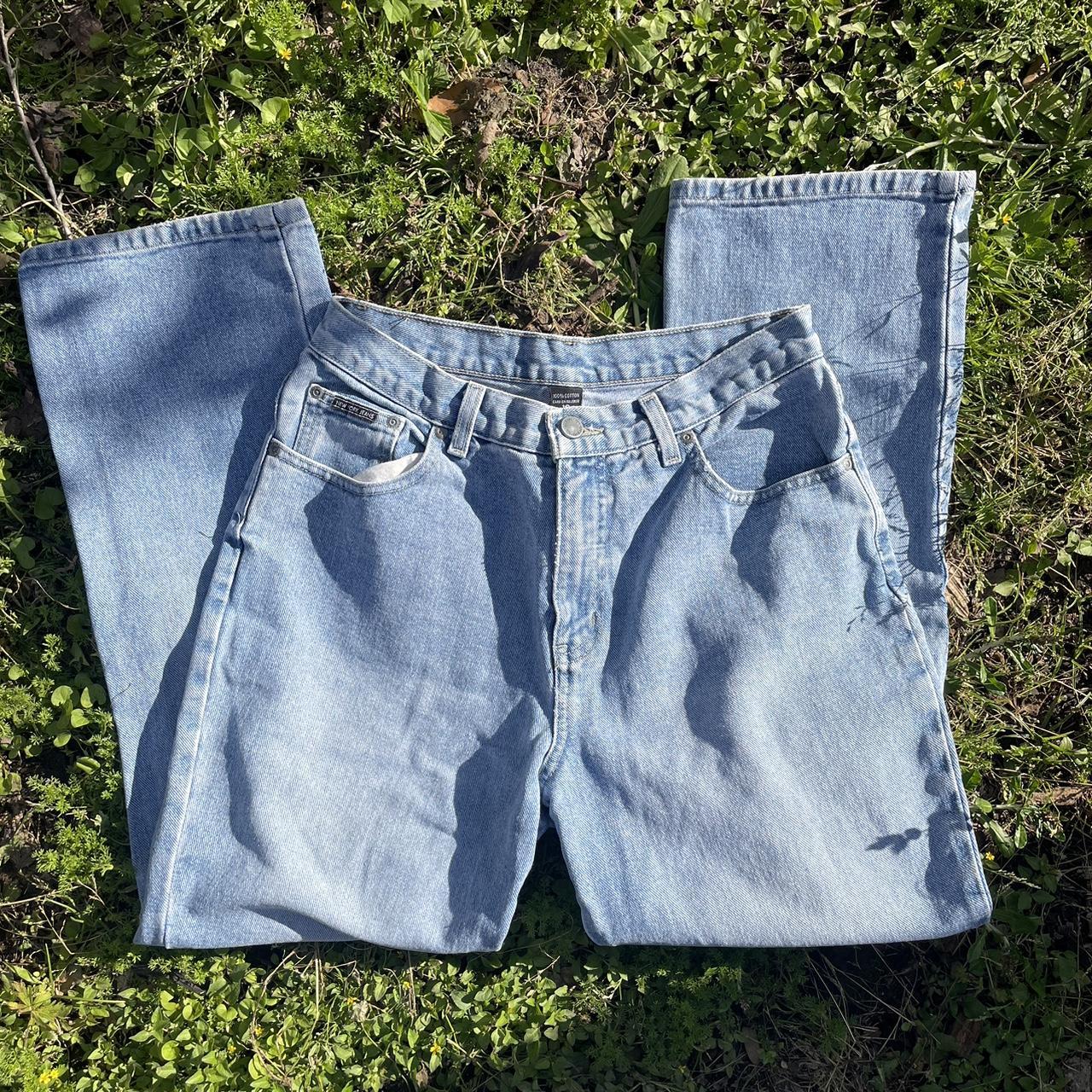 Late 90s / early 00s light wash denim jeans Bootcut... - Depop