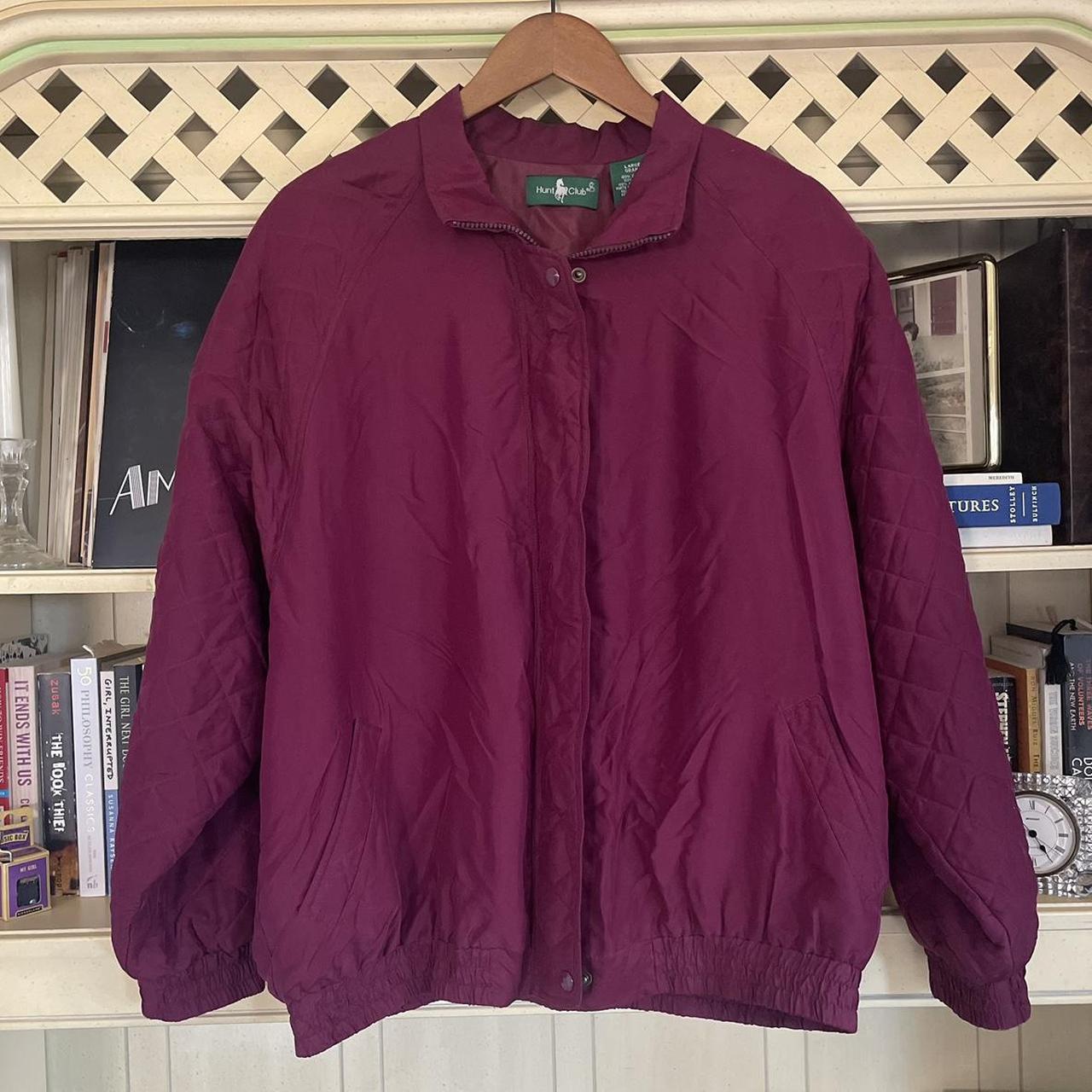 100% Silk Windbreaker Bomber Jacket Deep maroon... | Depop