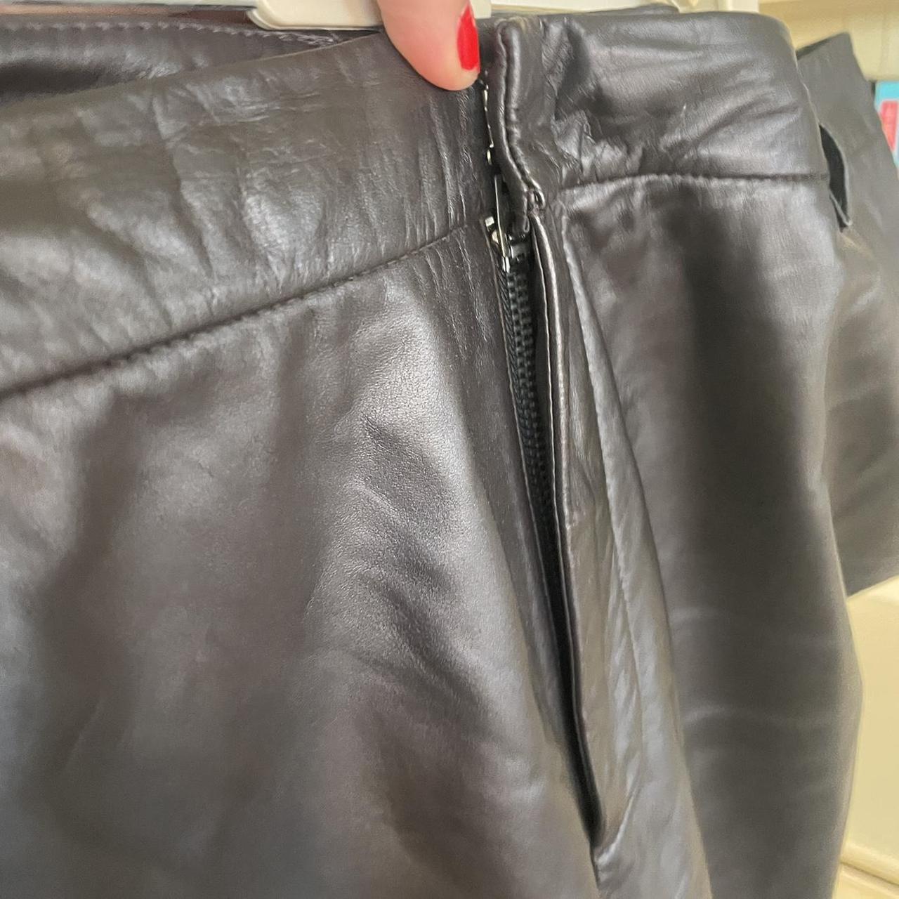 Vintage Leather Pants Button, clasp and zip for... | Depop