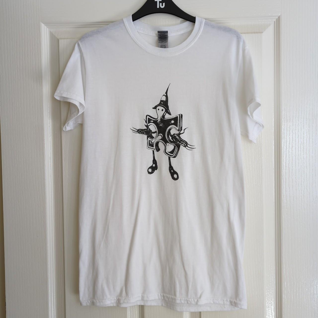 White Fletcher Shears Puzzle logo t shirt. Size S.... - Depop