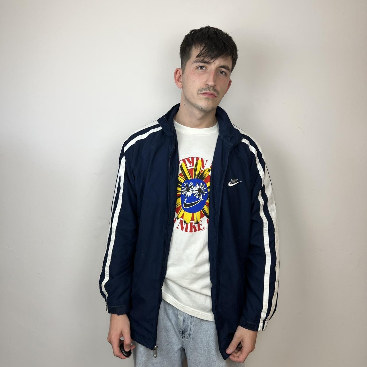 YK2 Navy Nike jacket Size Large Model is 6ft2 and... - Depop