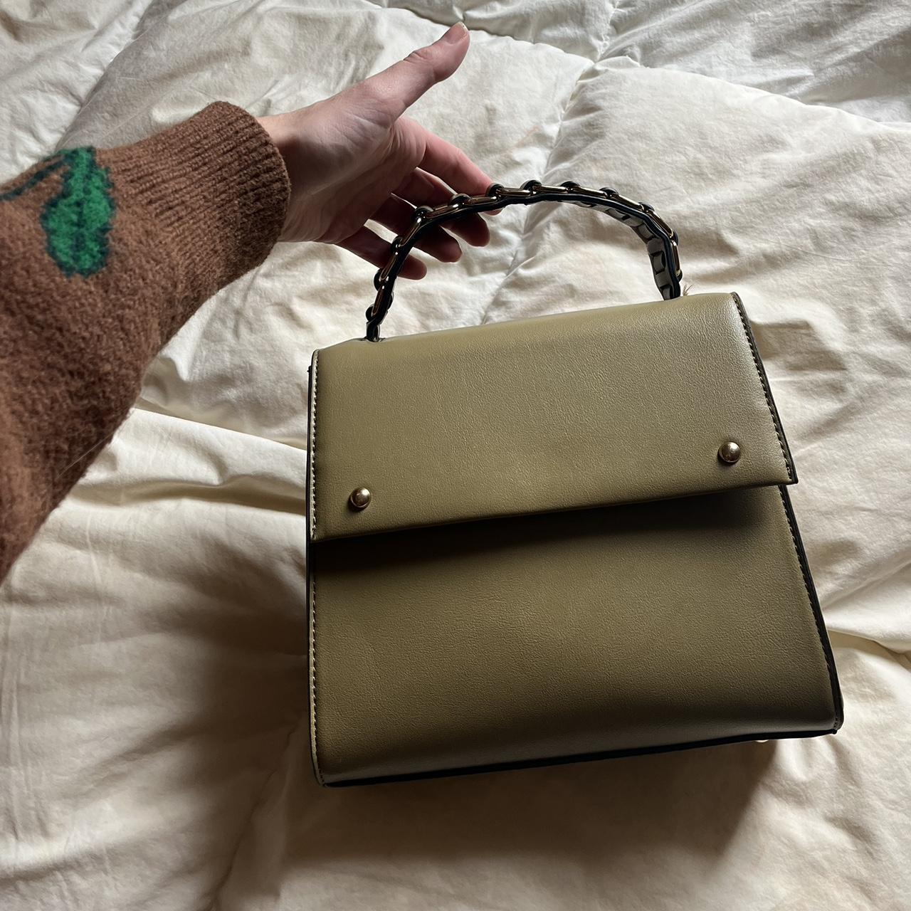 Small matcha / moss green faux leather purse... | Depop