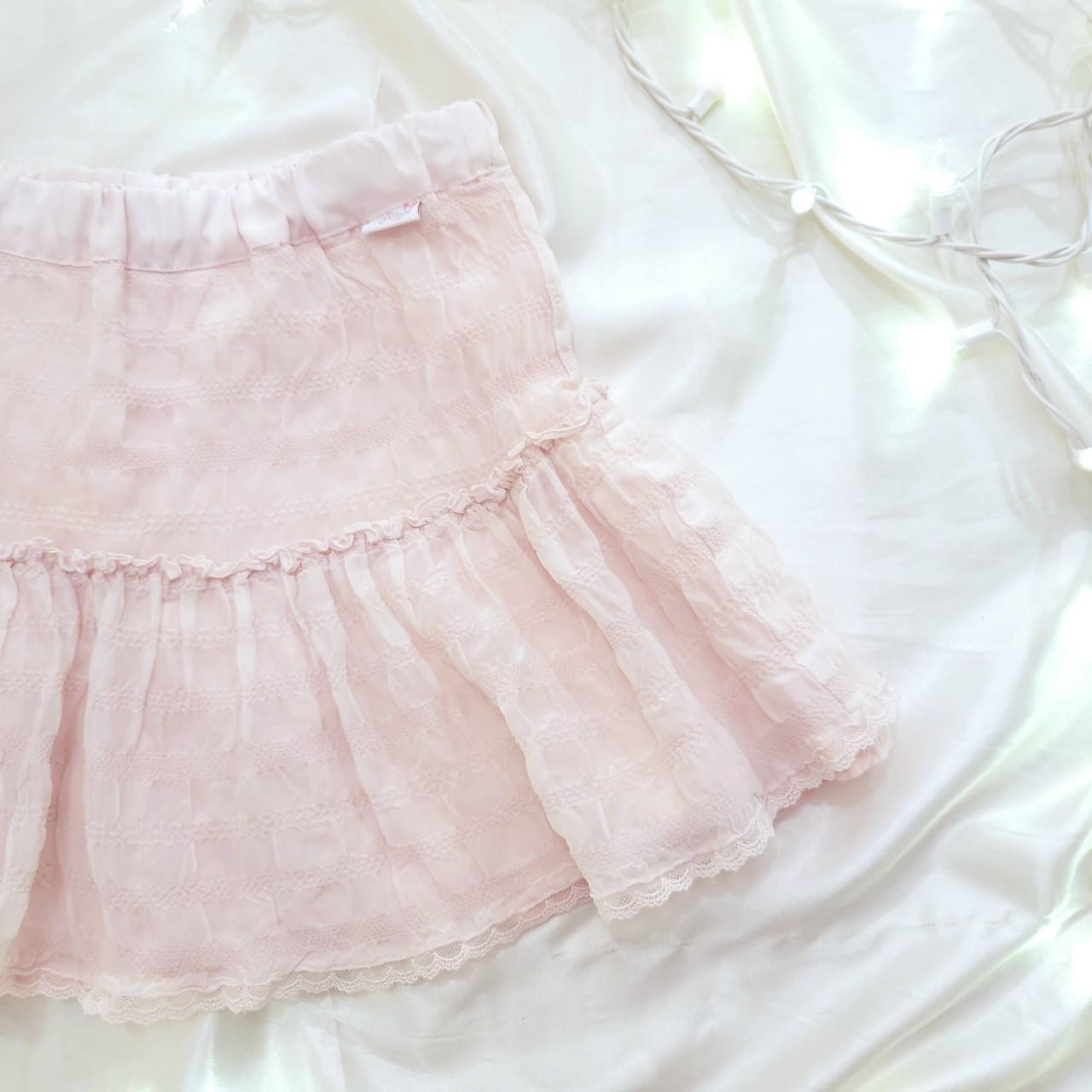 mezzo piano light pink ruffle skirt