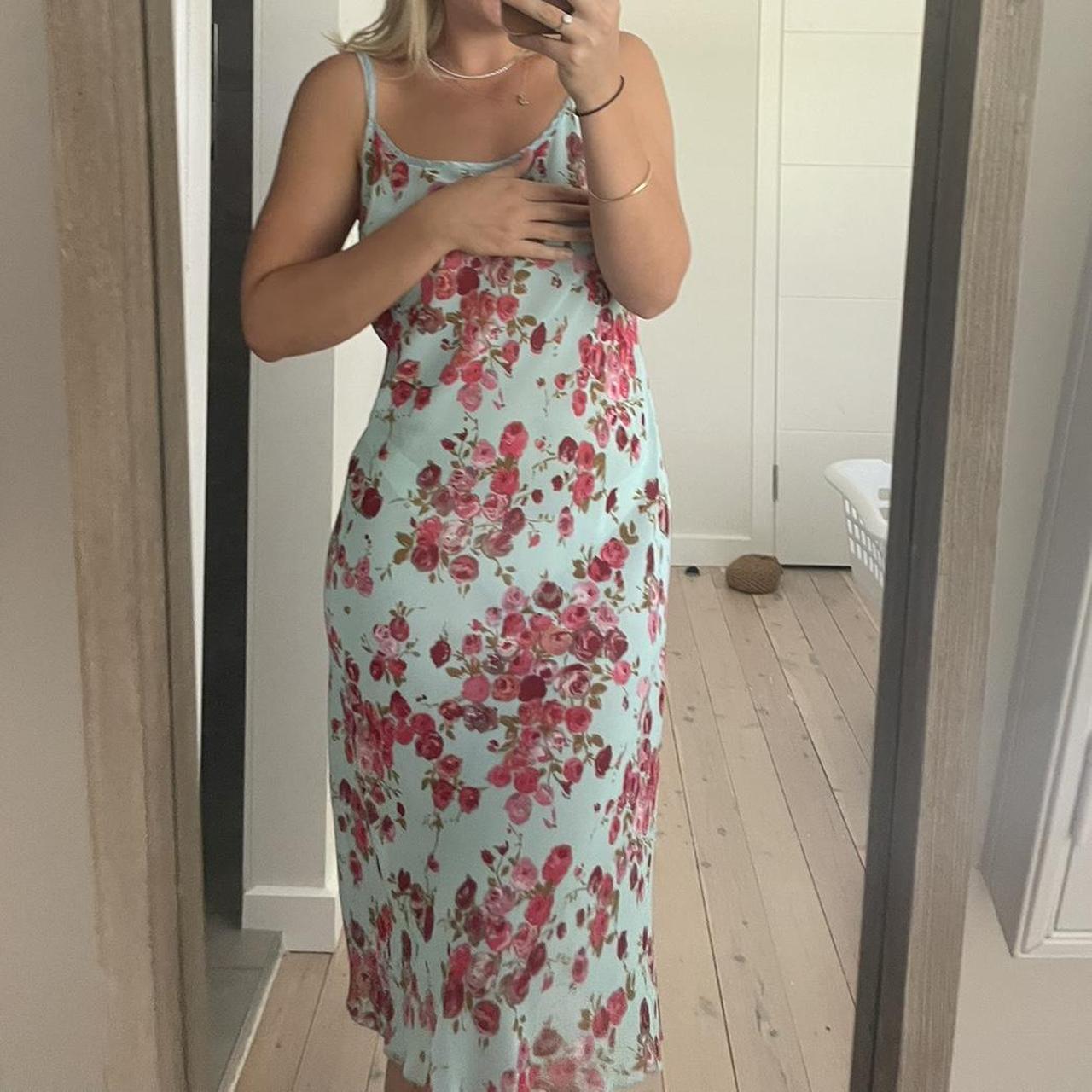 Shear blue rose dress Marked size 12 - shown on a... - Depop