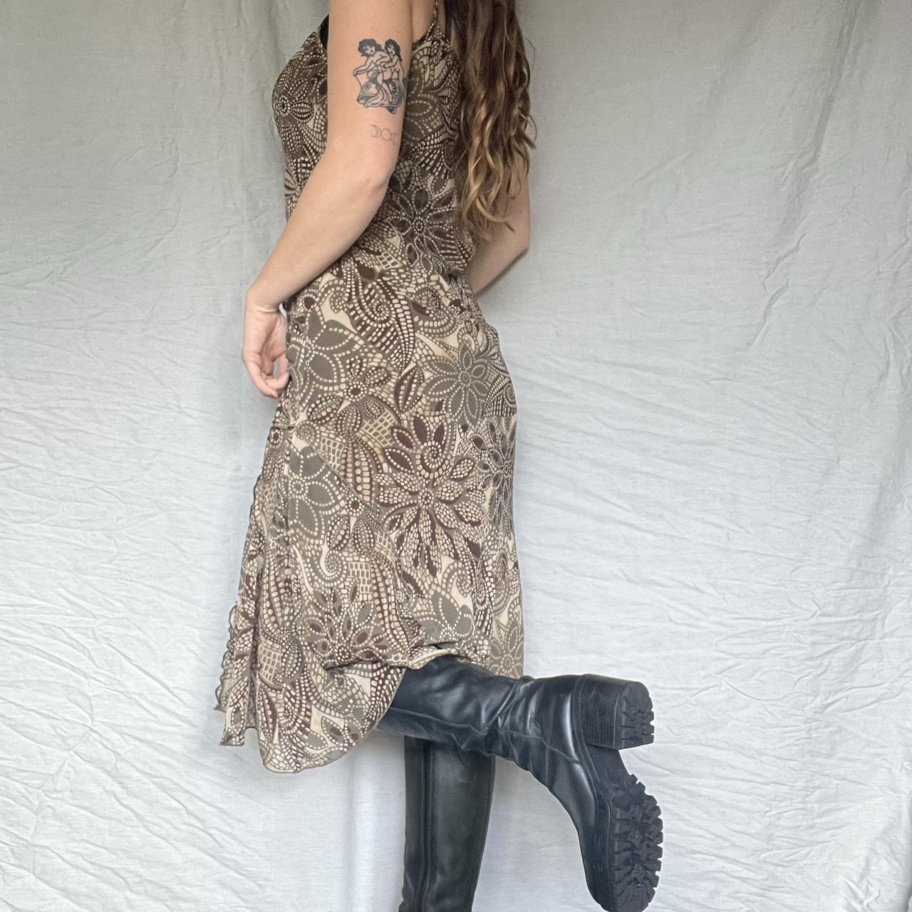 Beautiful vintage style brown 90s summer dress... - Depop