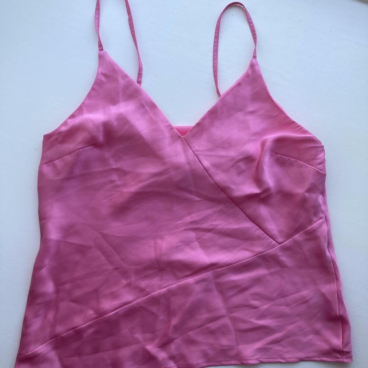 Silk Pink Cami Vest, River Island, adjustable... - Depop
