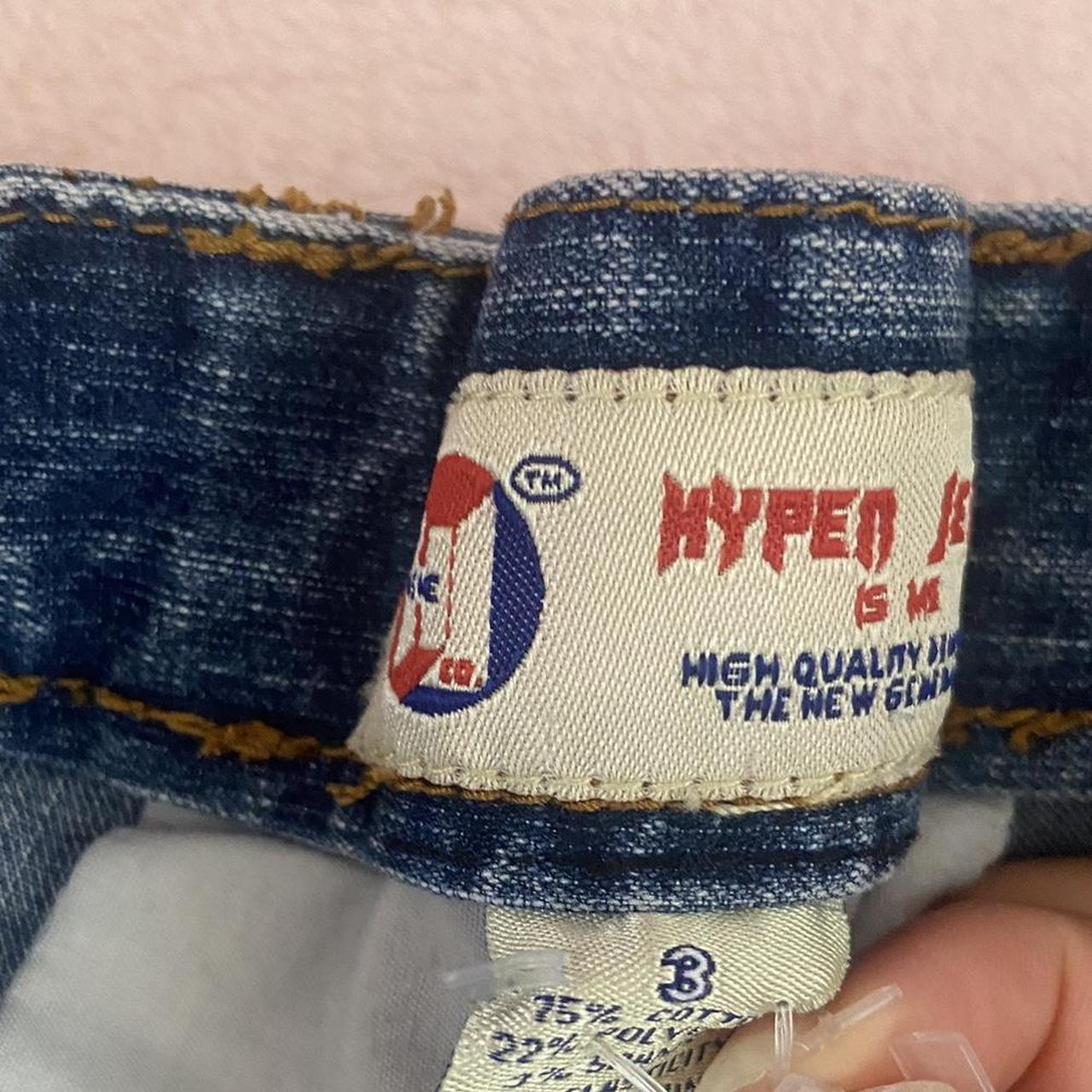 Hyper jeans patched letters front and back low rise... - Depop