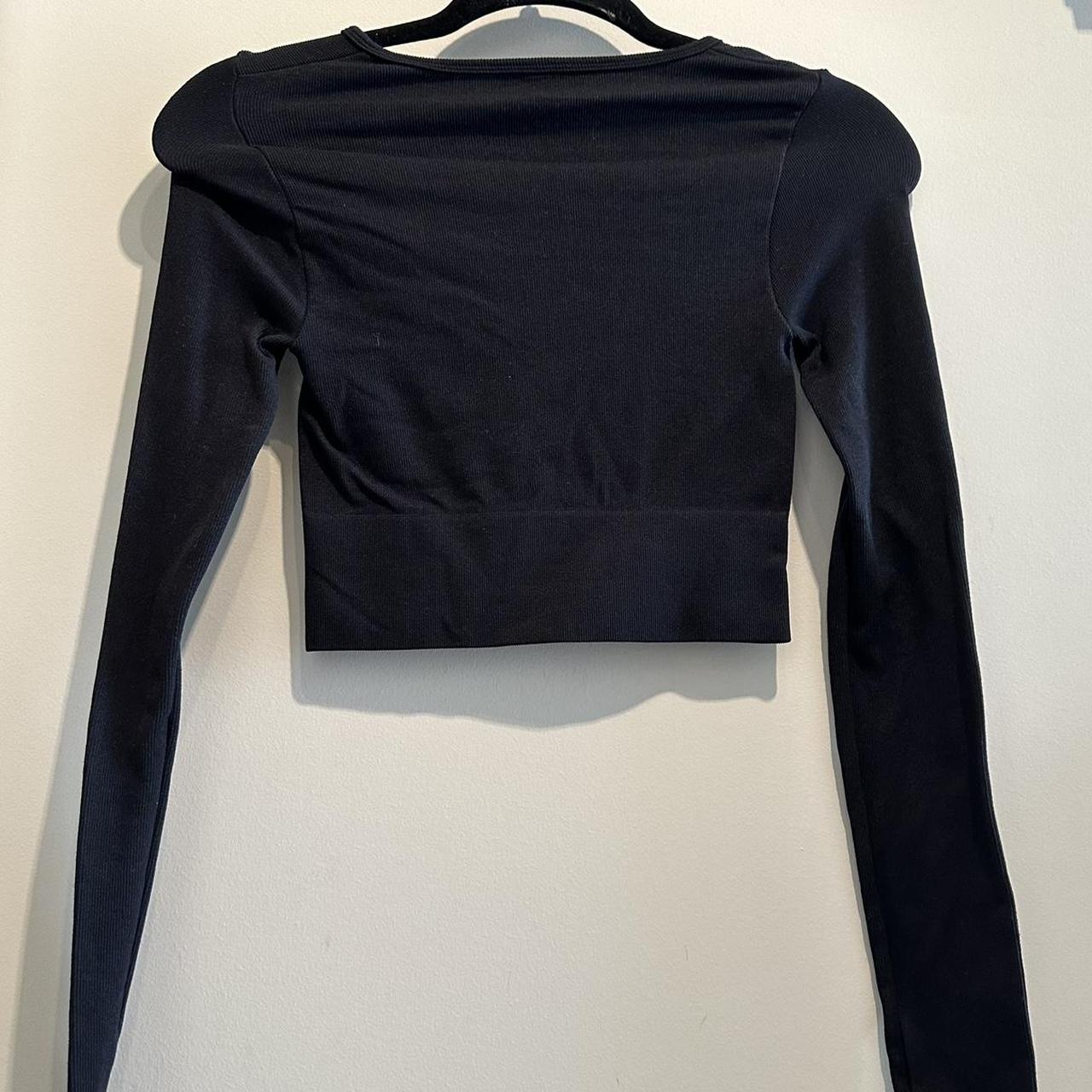 black long sleeve from glassons. stretchy ribbed... - Depop