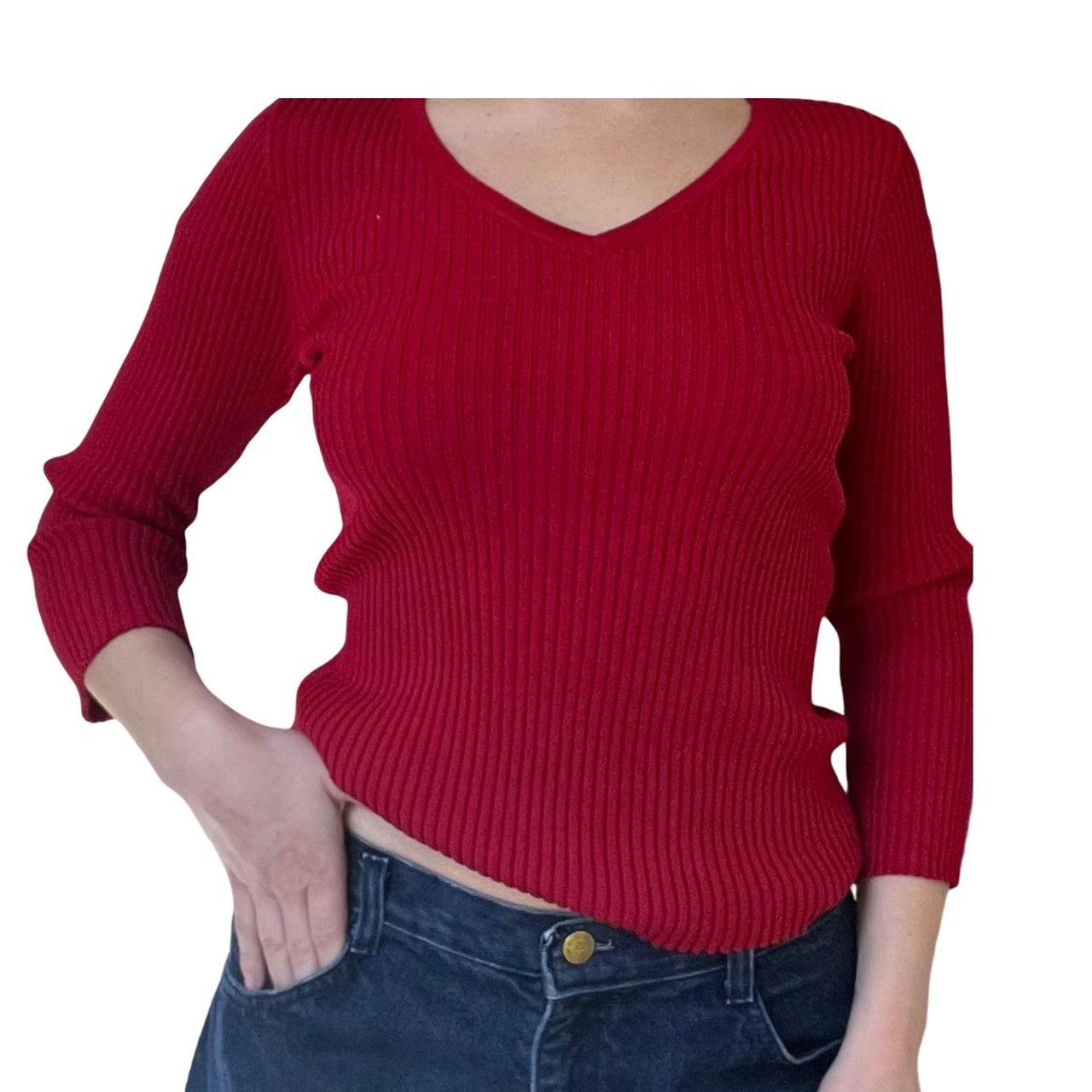 Perfect pleated red long sleeve. This shirt is such... - Depop