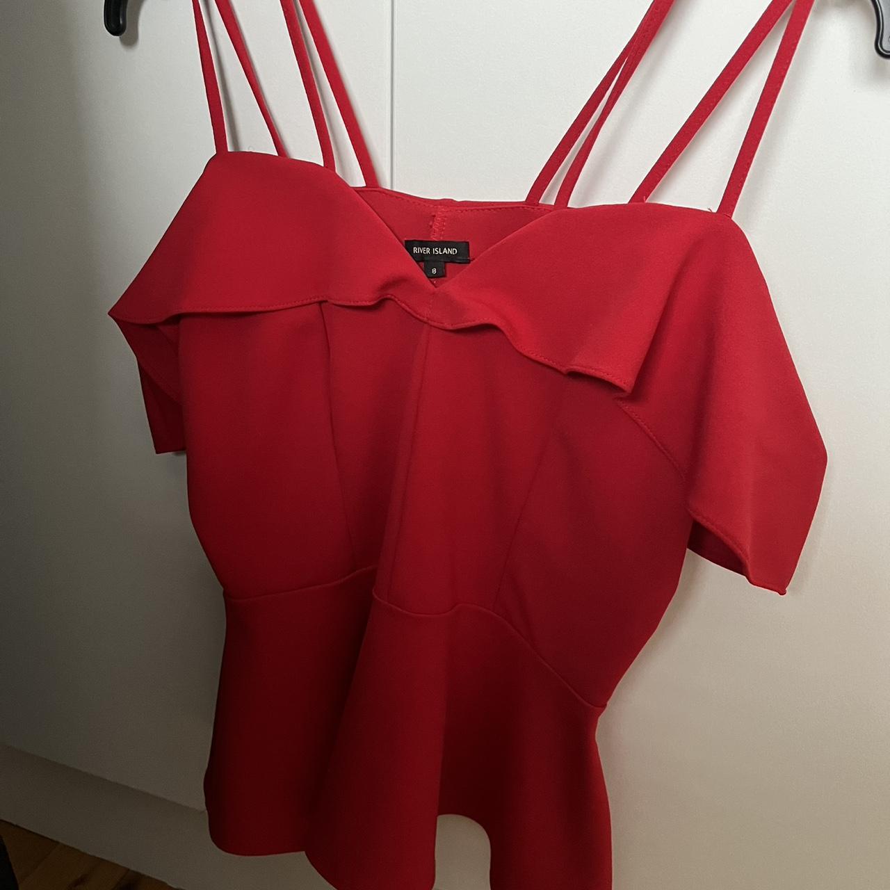 River island red peplum top would fit 8-10 very... - Depop