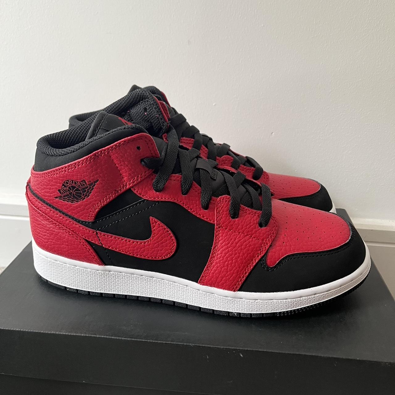 Air Jordan 1 Mid Black and Red Brand new in box... - Depop