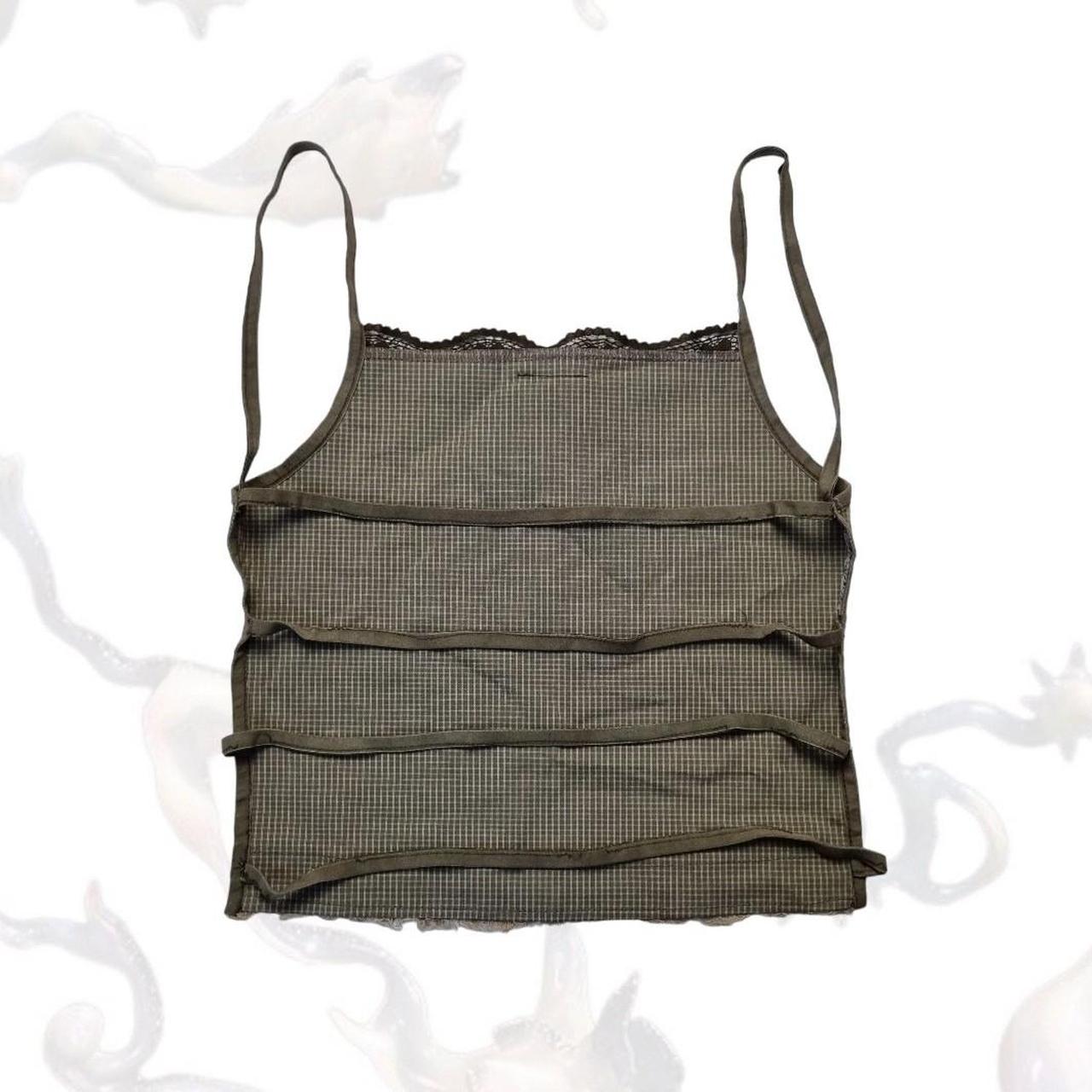 Vintage Gigham Open Back Strap Cami Top. Khaki and... - Depop