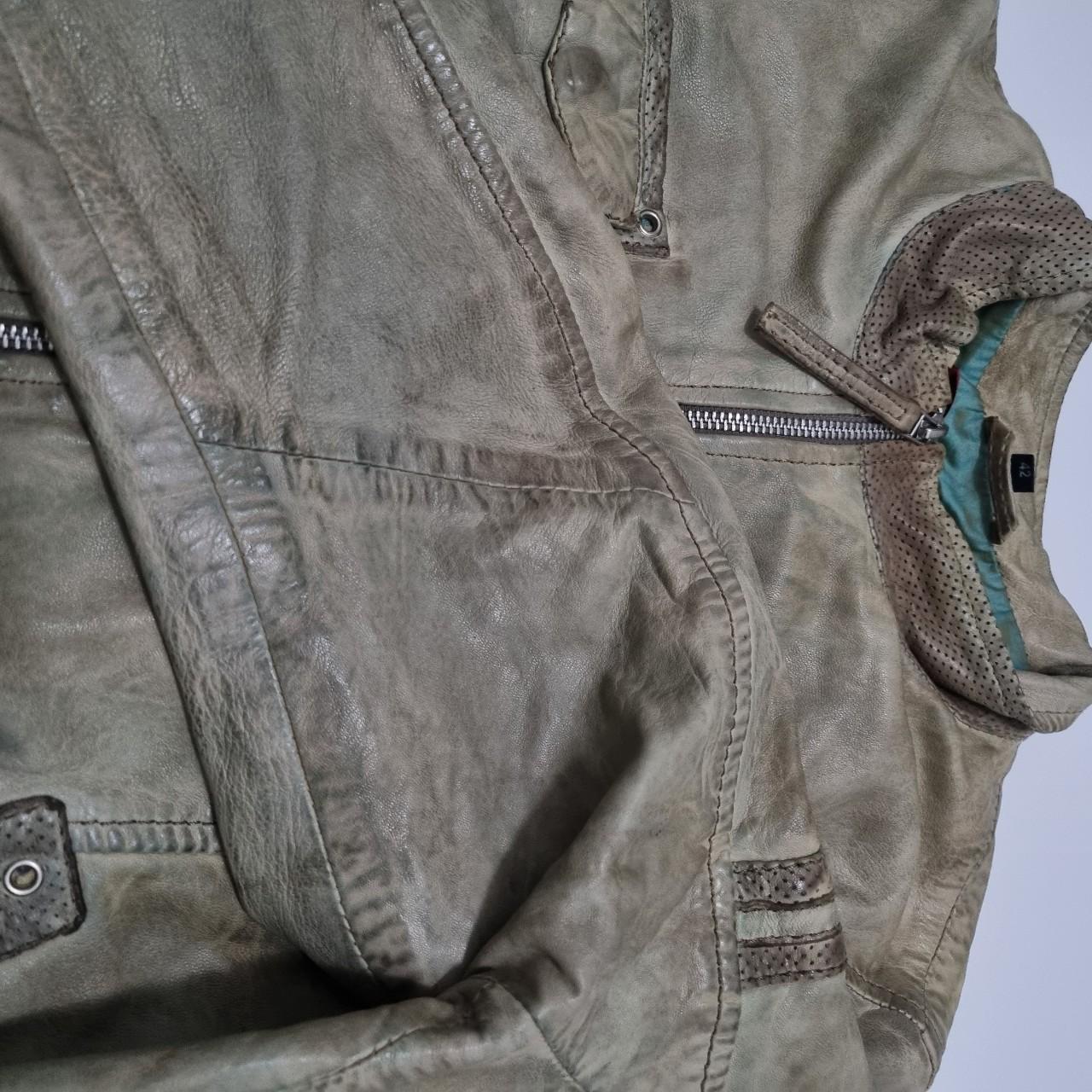 Vintage Racer Biker Rusty Jacket Khaki Green with... - Depop