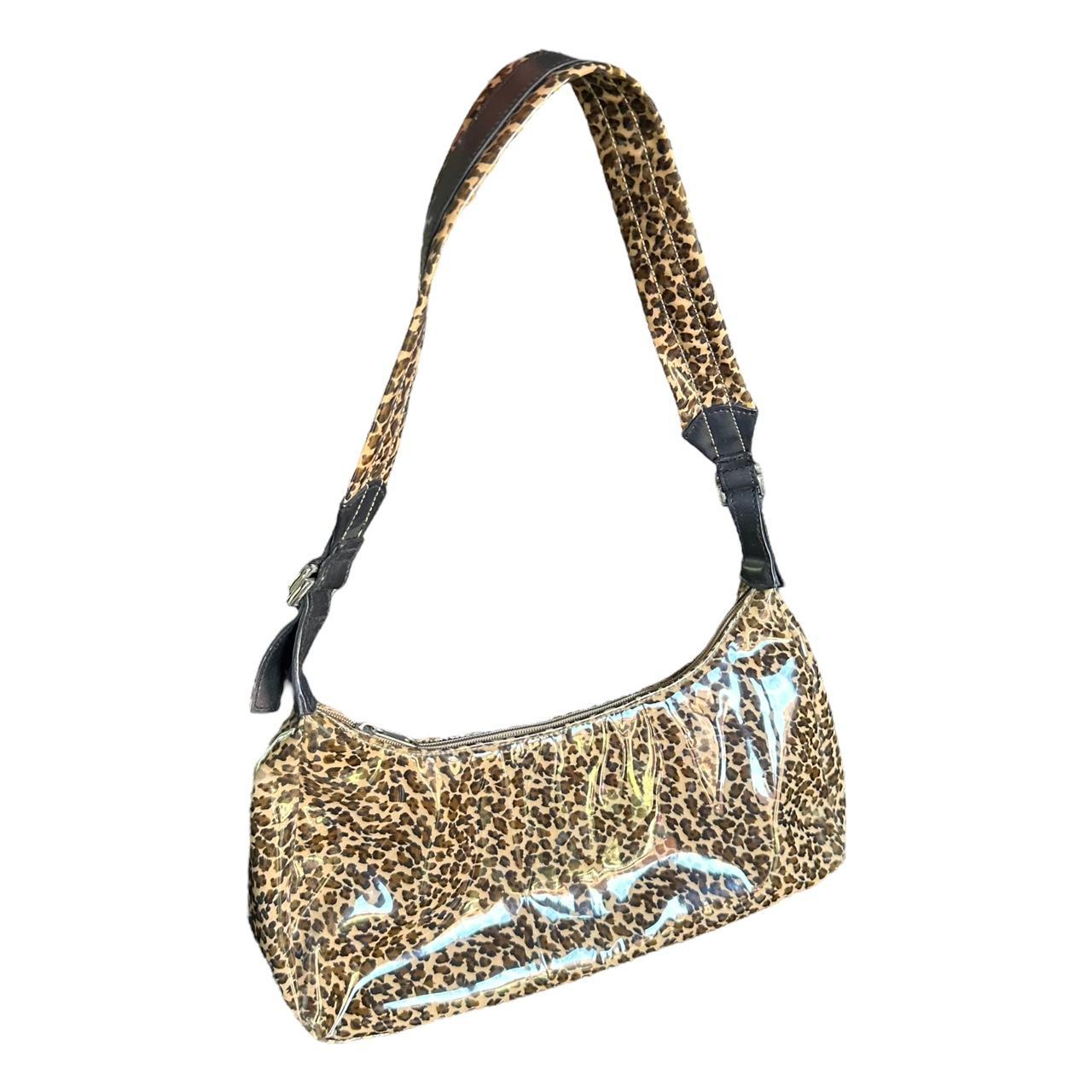 Vintage PVC leopard print shoulder bag Shiny... - Depop