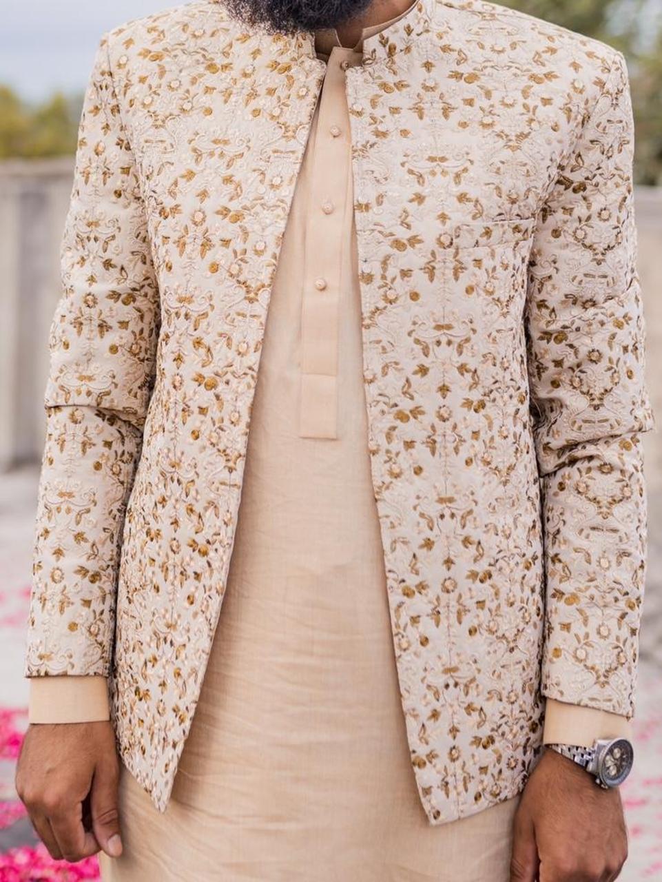 Light gold Men’s prince coat for walima. Beautifully... - Depop