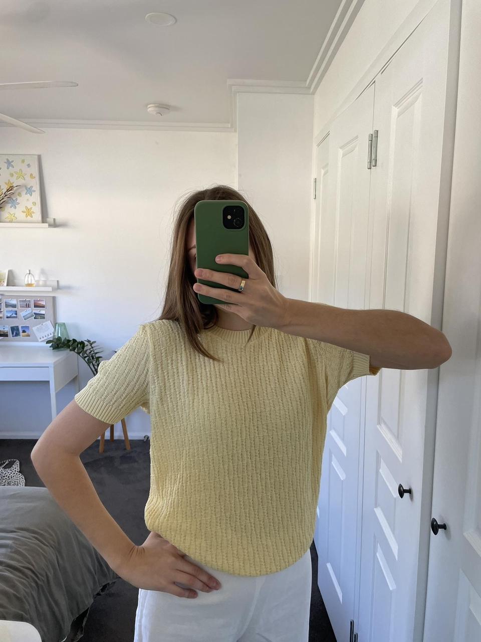 Yellow knit top • Size 6-10 - Depop