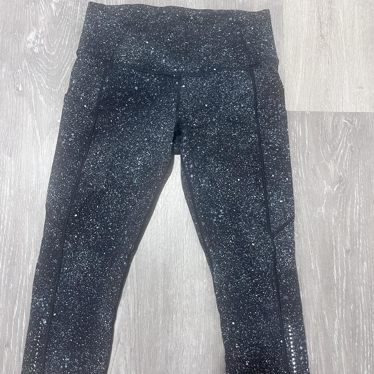 Black galaxy patterned Lululemon leggings. Size 8.... | Depop