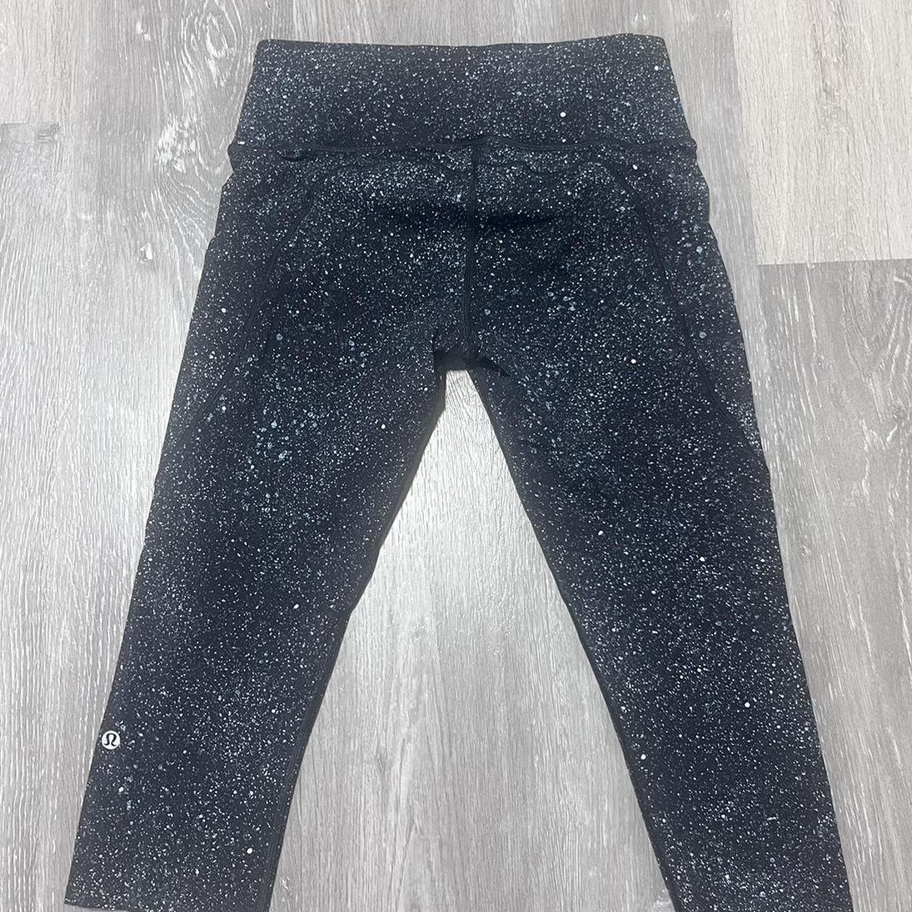 Black galaxy patterned Lululemon leggings. Size 8.... | Depop
